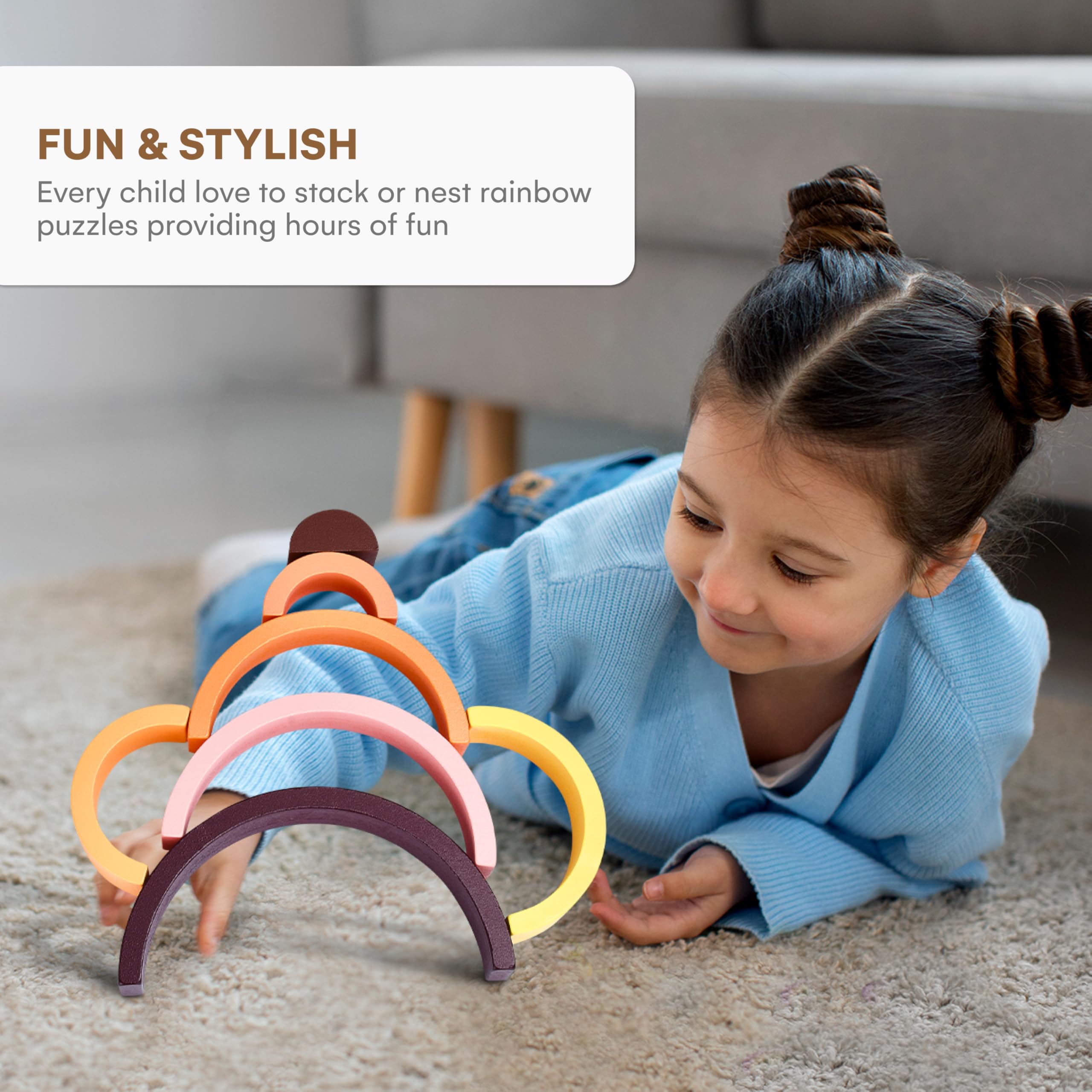 Snapklik.com : CHILDLIKE BEHAVIOR Wooden Rainbow Stacking Toy ...