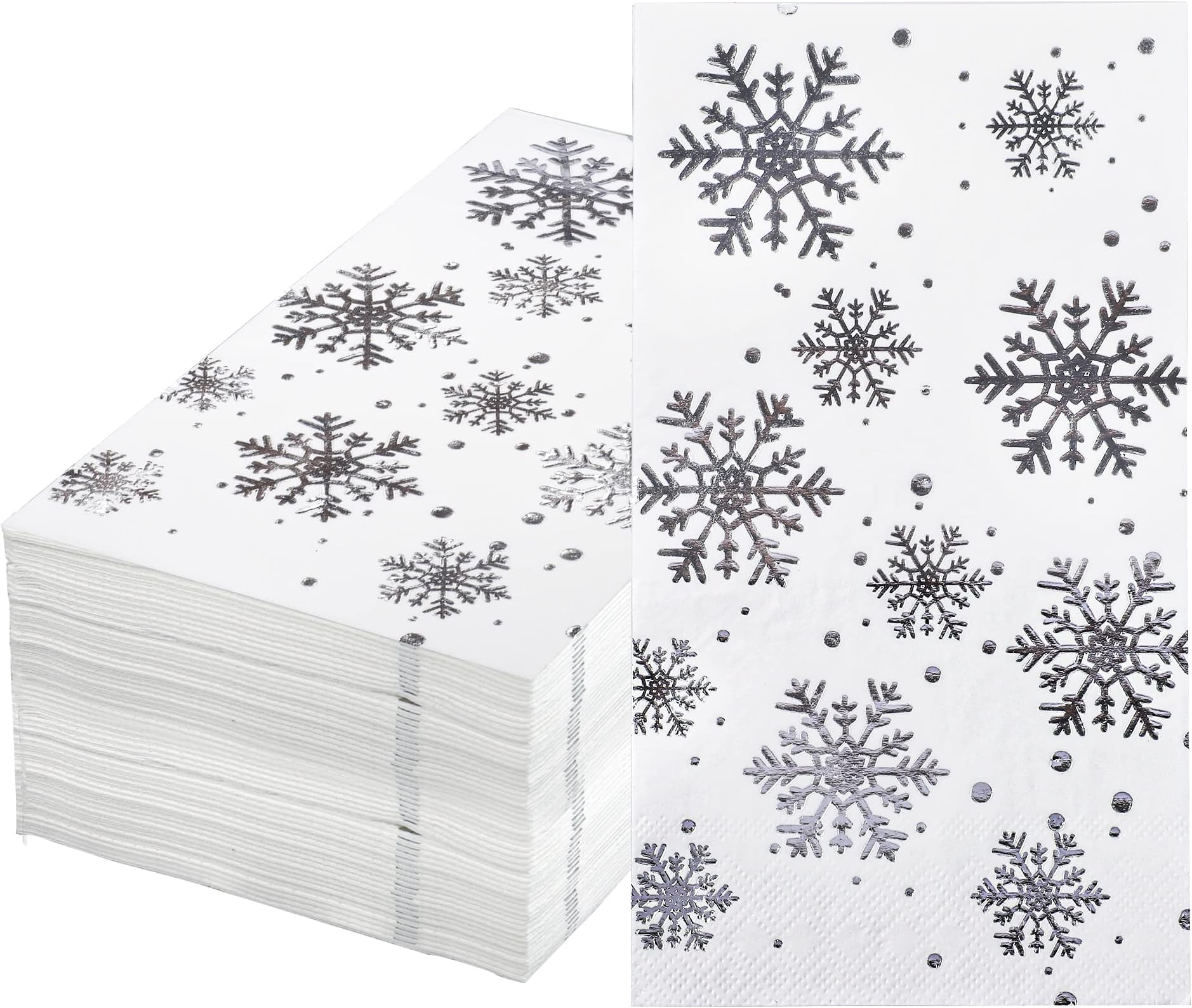 Amazon.com: 120 Pieces Snowflake Guest Napkins Silver Foil Paper Napkin ...