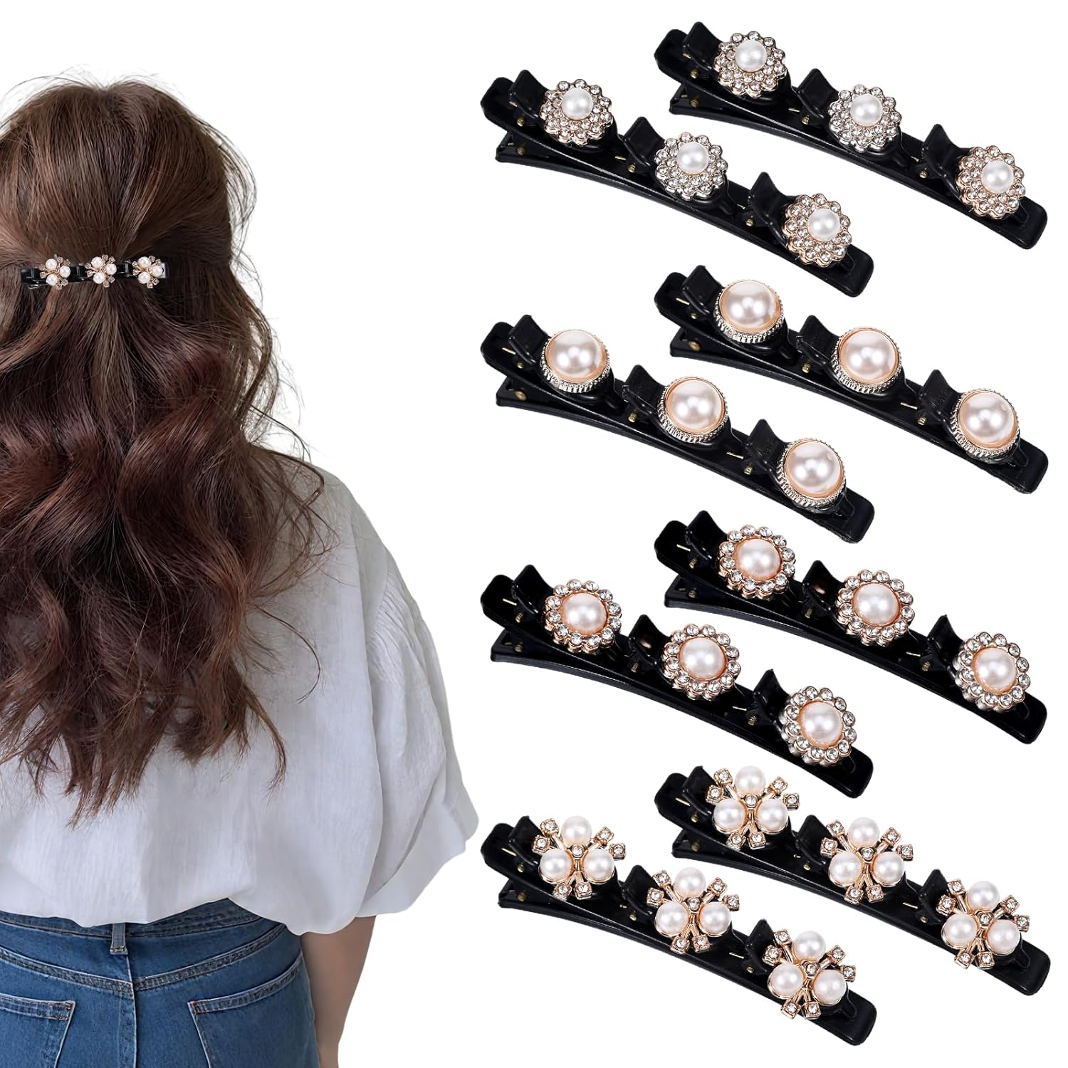 Amazon.com : Sparkling Crystal Stone Braided Hair Clips,Hairpin ...