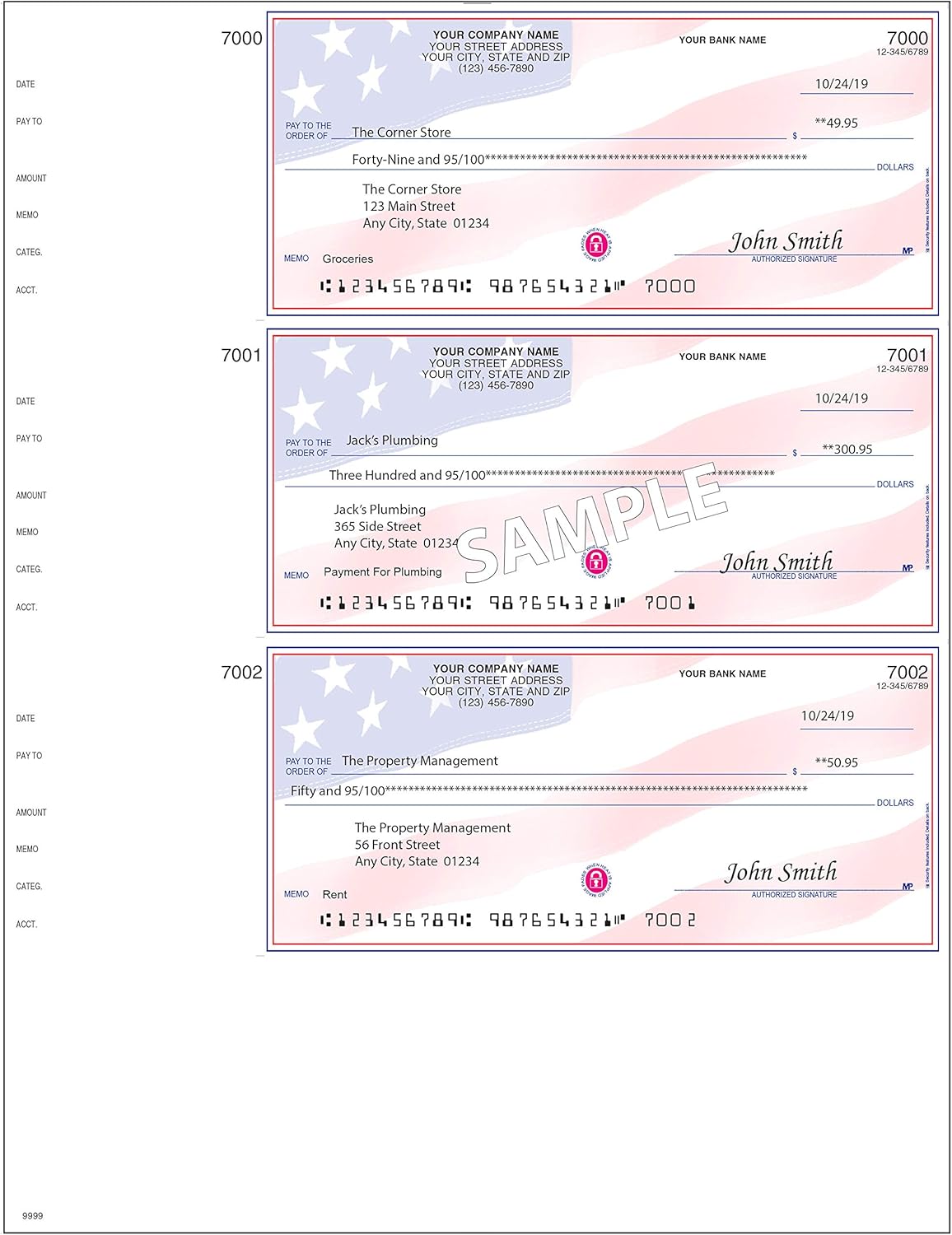 Amazon.com : Checks for Less 3 Per Page Business Laser Wallet Check w ...