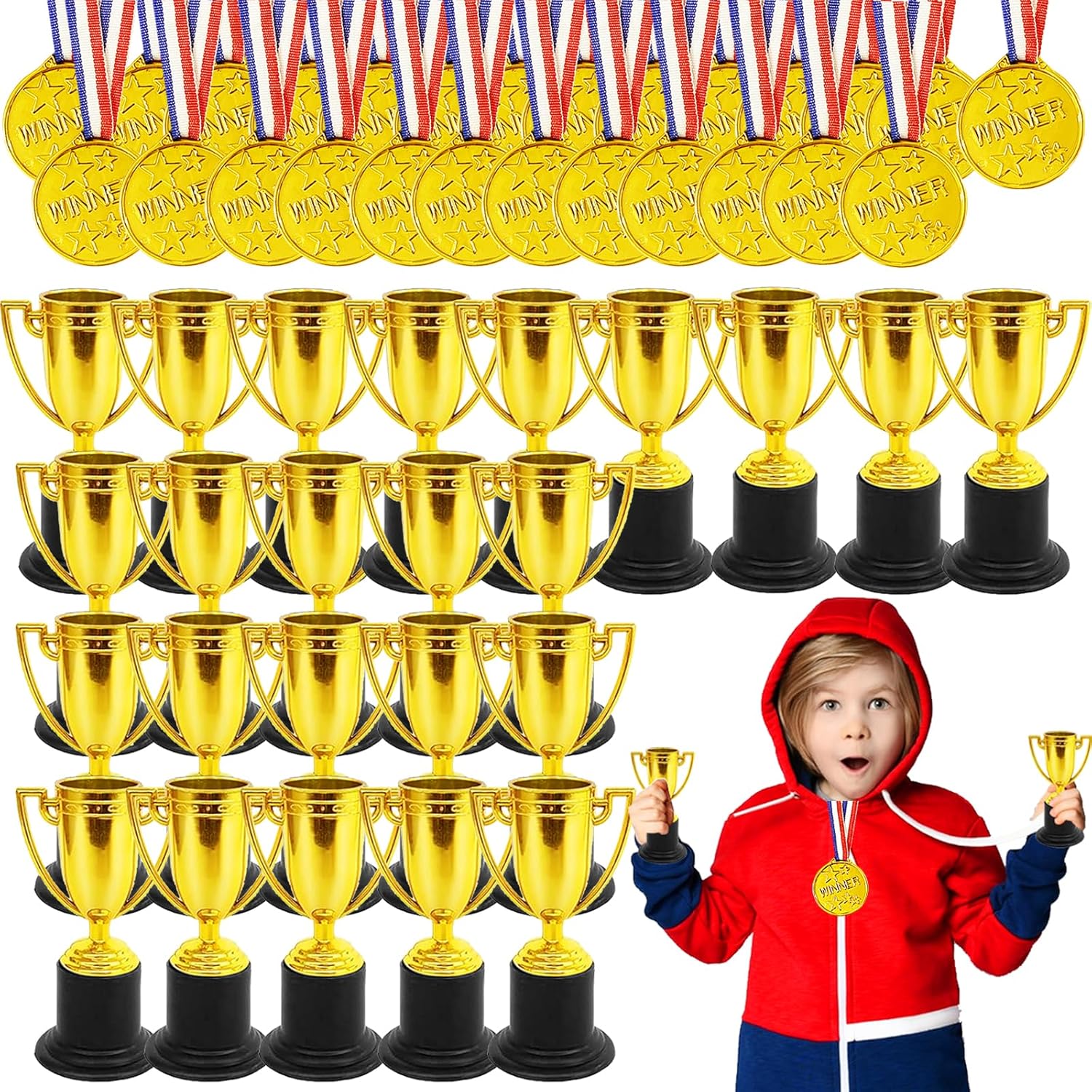 Amazon.com : Fottaqqan 48PCS Mini Awards Trophies Cups Medals for Kids ...