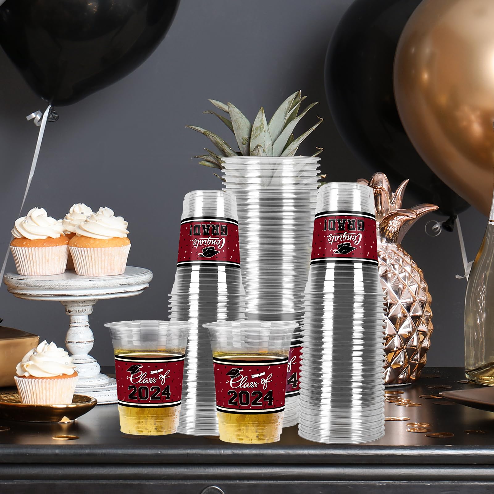 Snapklik.com : Class Of 2024 Celebration - 100 Pcs 16oz Maroon ...