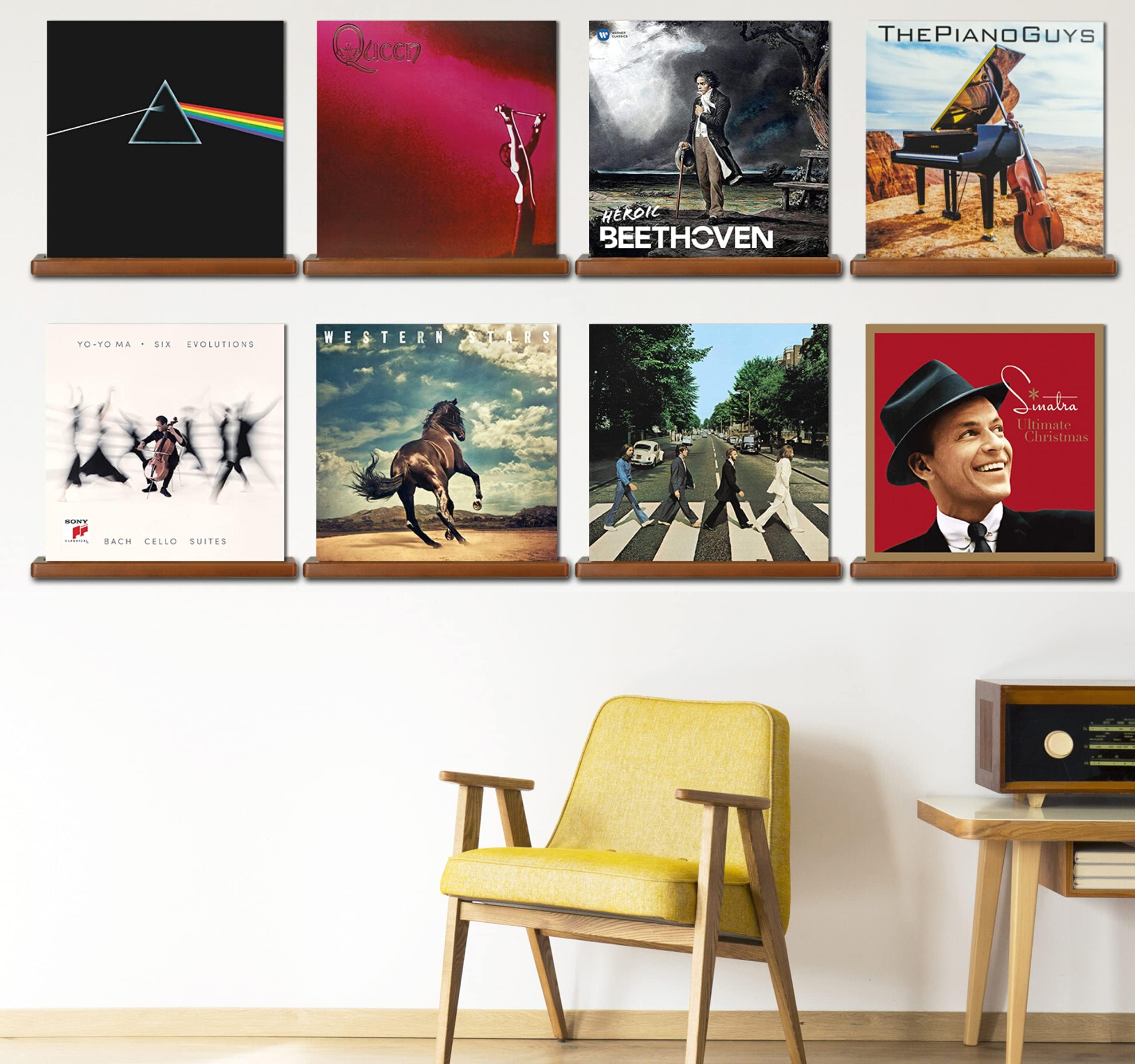 Amazon.com: MÖNKE Vinyl Record Wall Mount - 3 Elegant Display Ledges ...