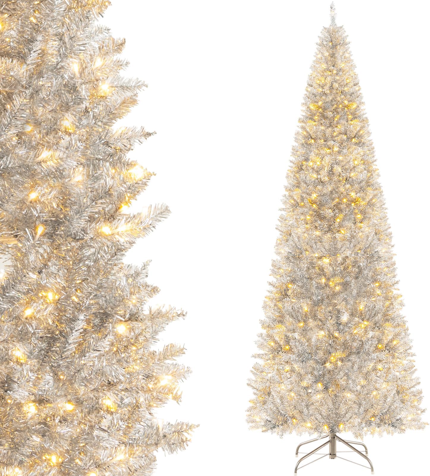 Amazon.com: Vickerman 3' Silver Tinsel Fir Artificial Christmas Tree ...