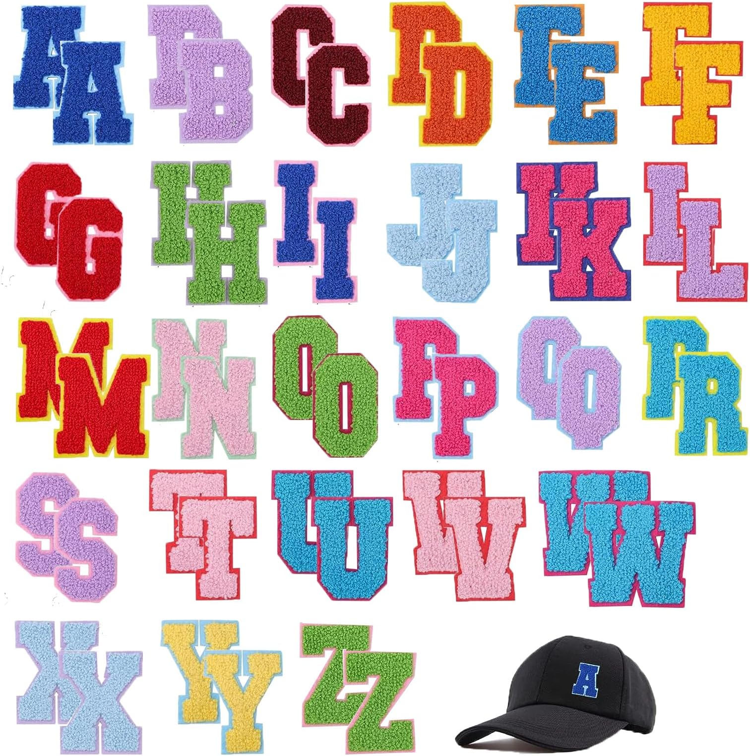 Amazon.com: 52PCS Iron on Letter Patches A-Z Chenille Patches ...