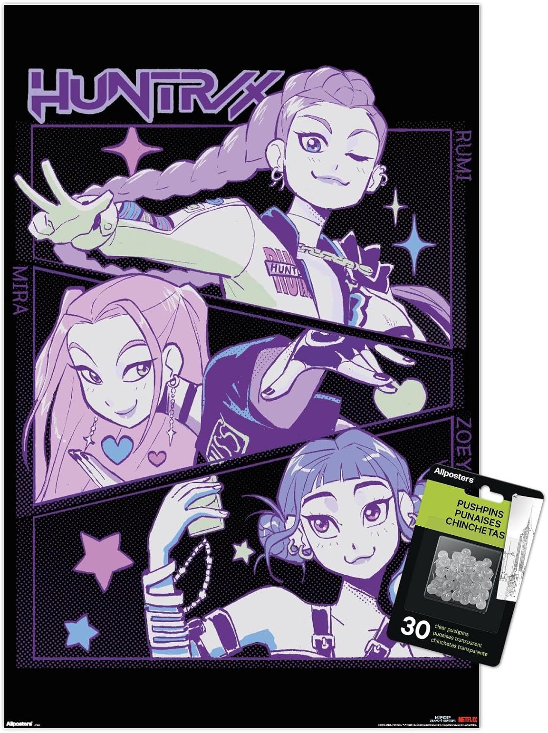 Amazon.com: Netflix KPop Demon Hunters (2025) - Huntrix Illustration Wall Poster with Push Pins ...