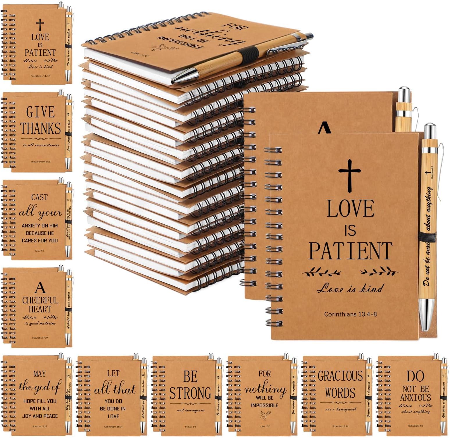 Amazon.com : NEOACT 150 Pcs/50 Set Christian Gifts Bulk,Spiral Notebook ...