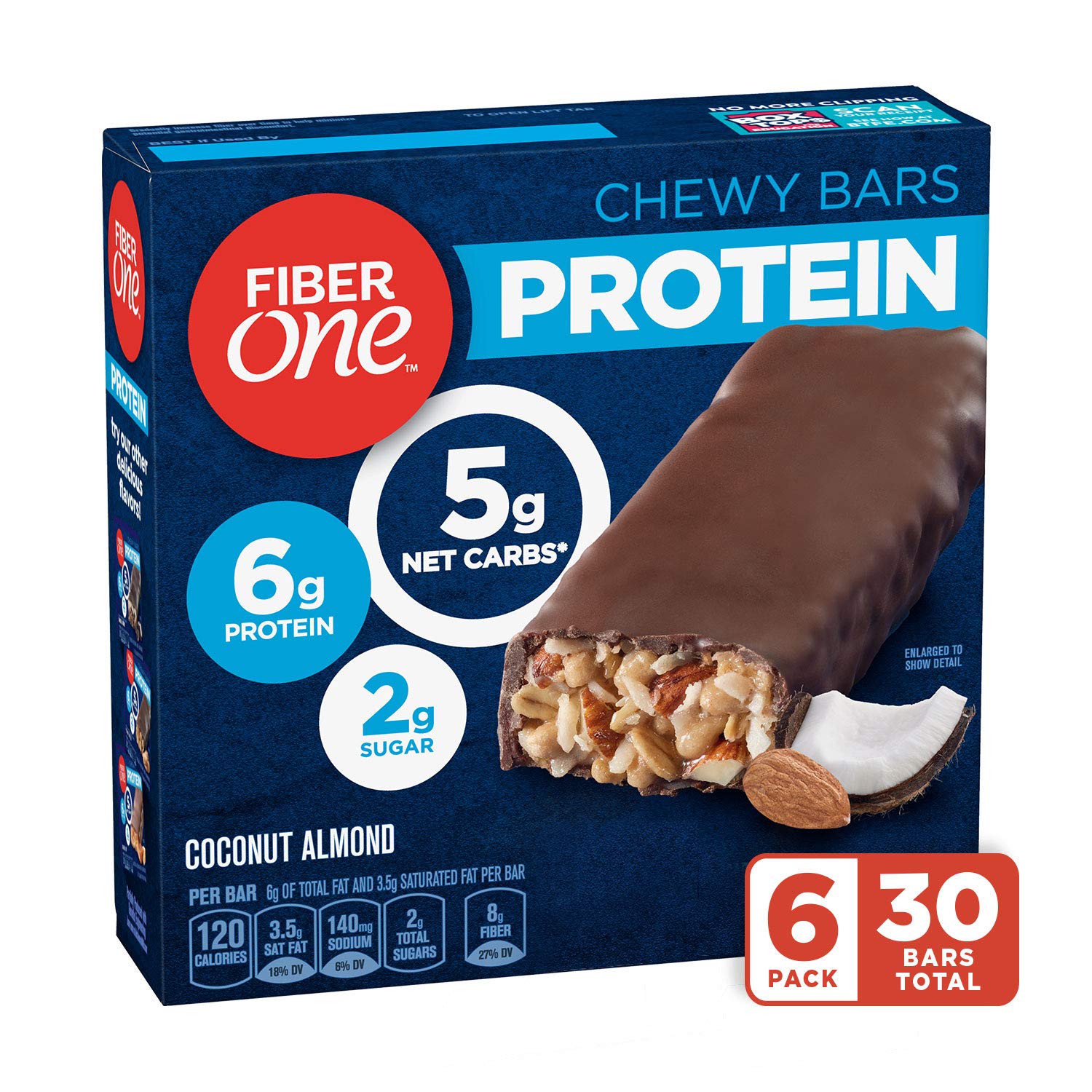 Amazon.com: Fiber One Protein Bar, Coconut Almond Chewy Bars, 5 ct ...