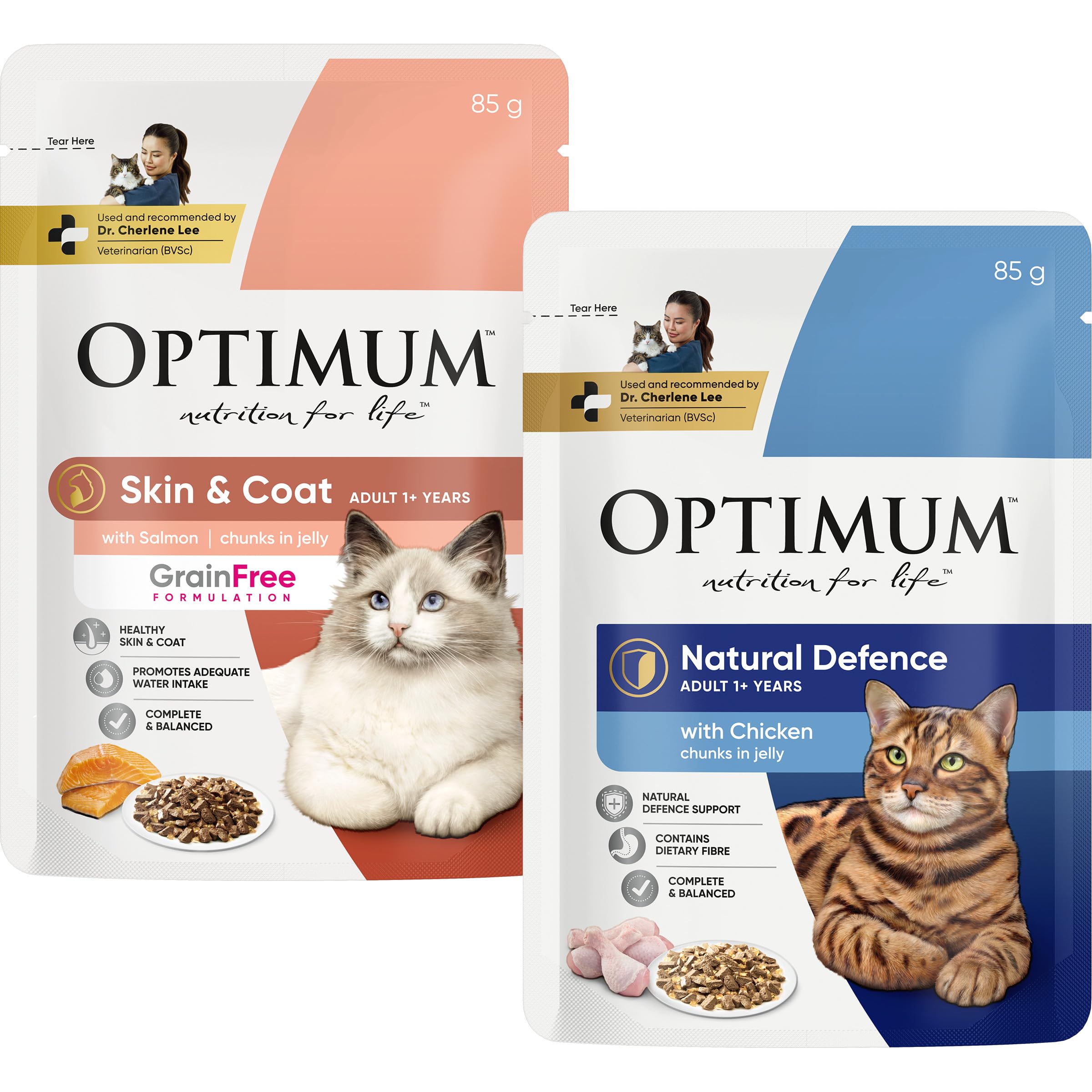 OPTIMUM Adult Wet Cat Food Natural Defences with Chicken and Skin ...