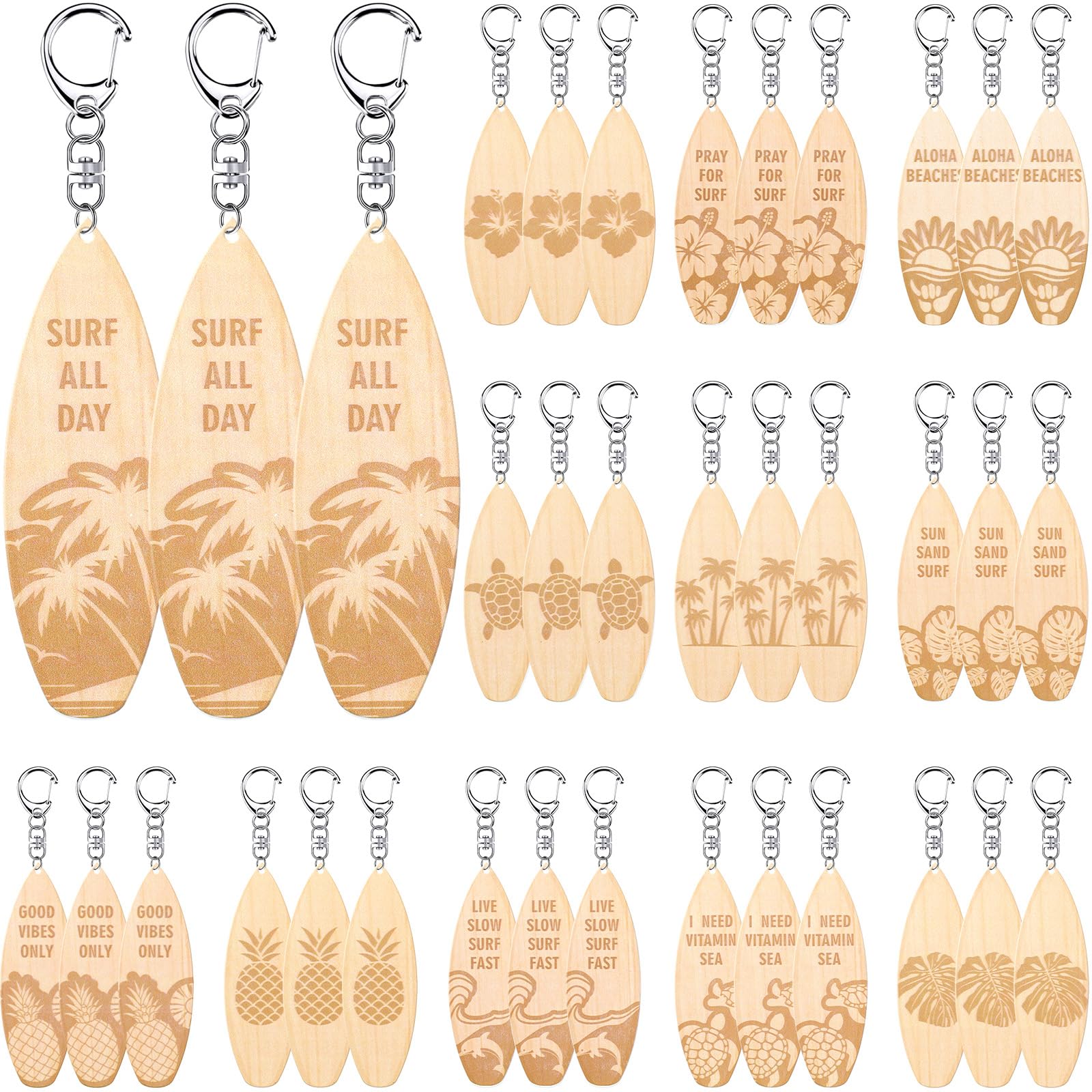 Amazon.com: Bucherry 36 Pcs Beach Favors Keychain Gifts Set Wooden Bulk ...