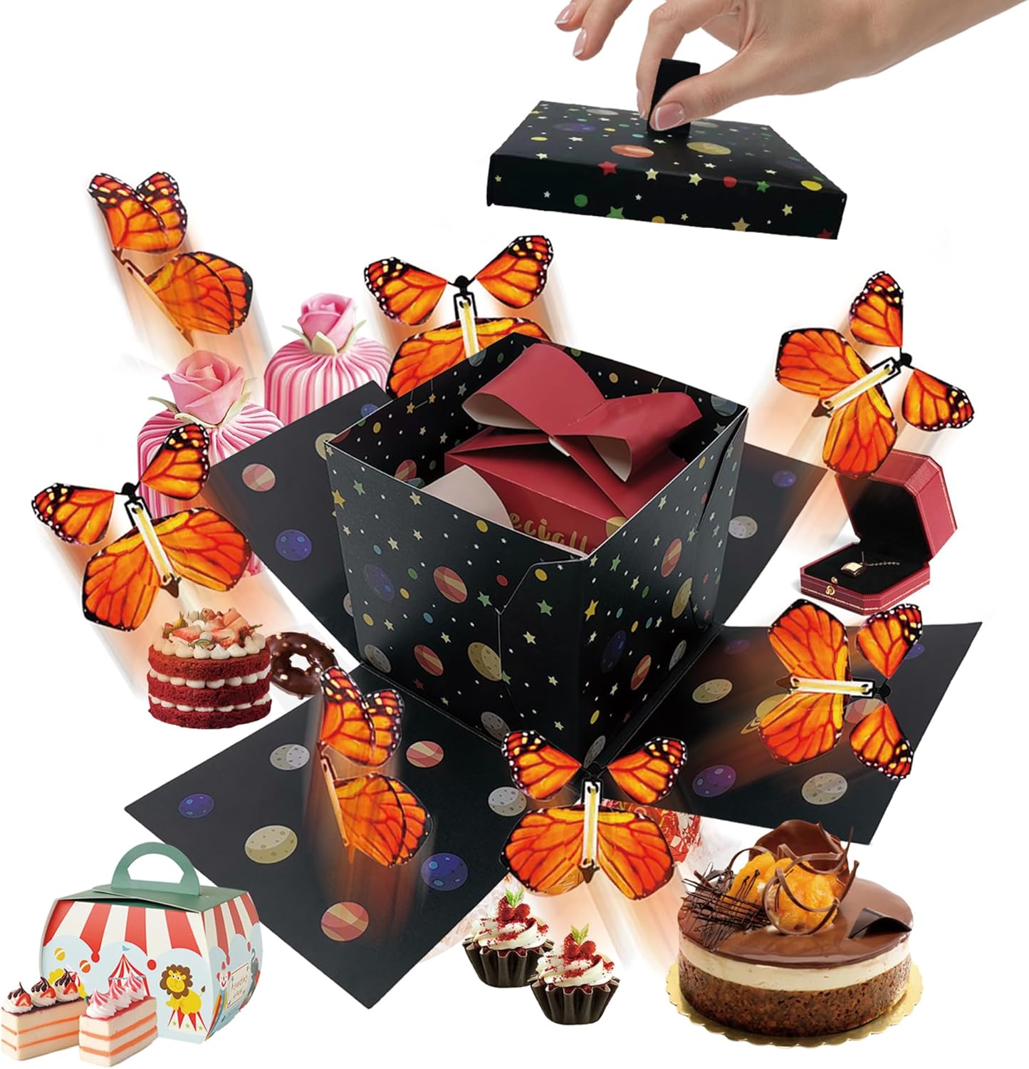 Amazon.com: KOWLOON Explosion Box with Flying Butterflies,Surprise Gift ...