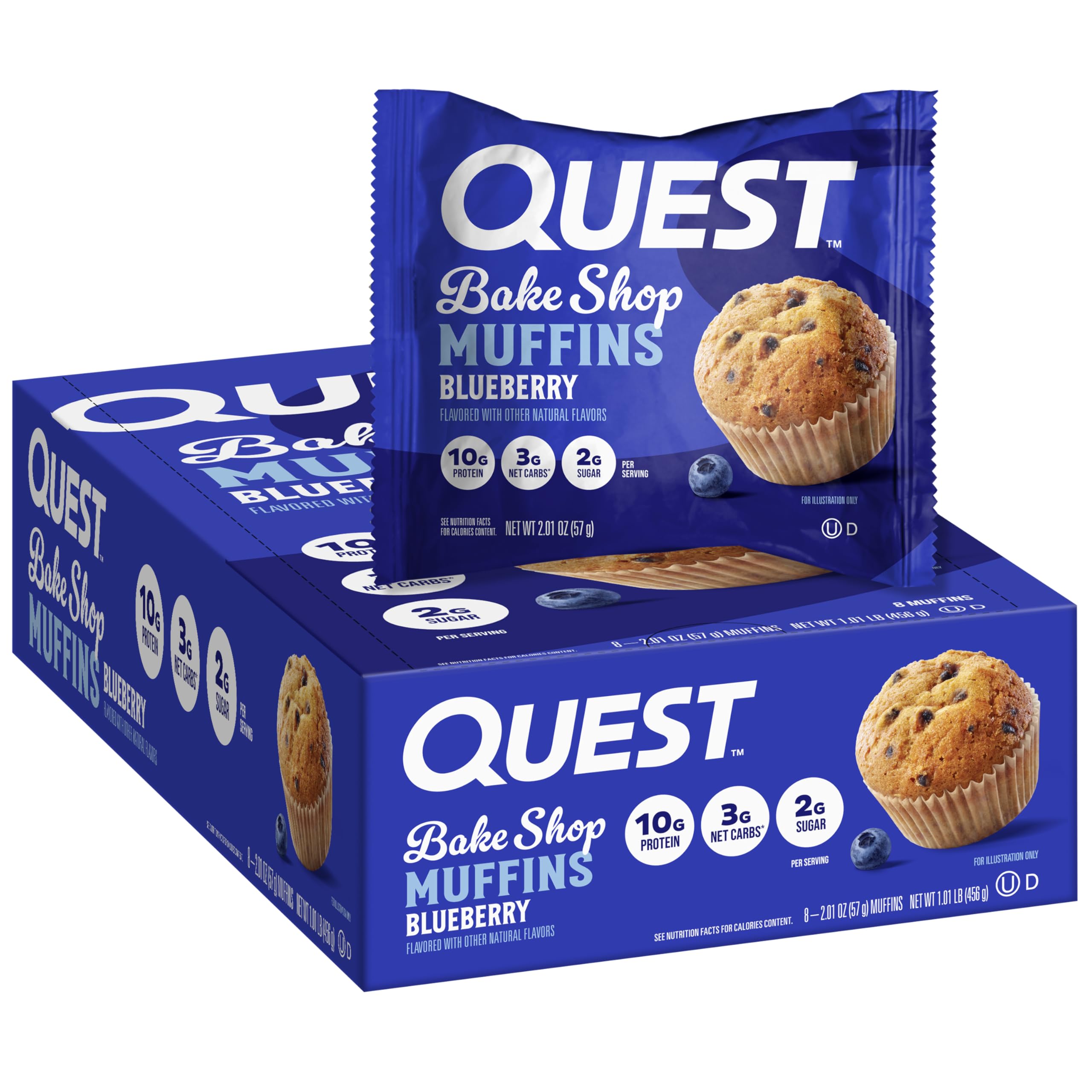 Amazon.com: Quest Bake Shop, Blueberry Muffins, 10g Protein, 2g Net ...