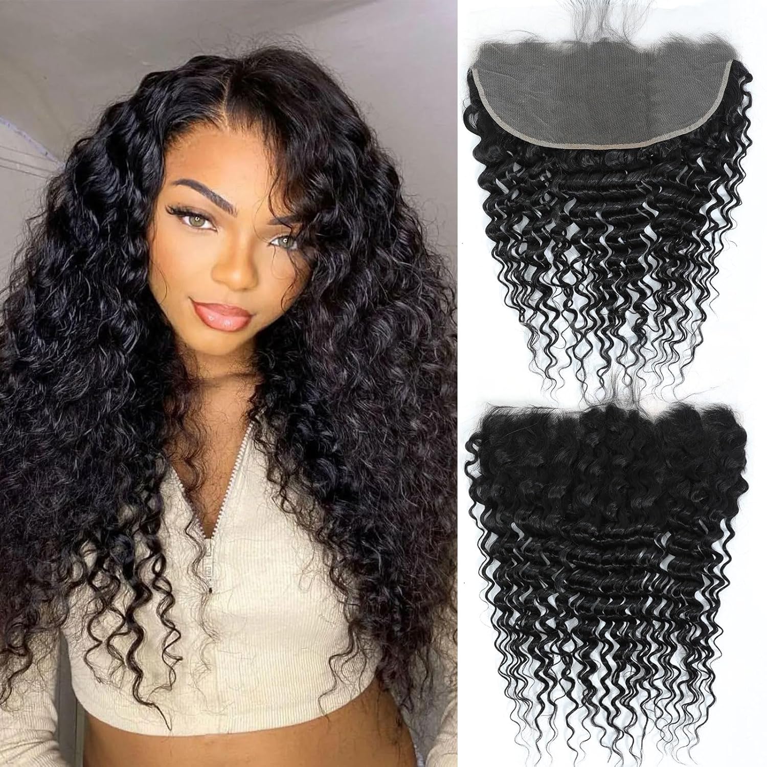 Amazon.com : DSEKCAIN HD Frontal 13x6 Frontal HD Lace Deep Wave 20 Inch ...