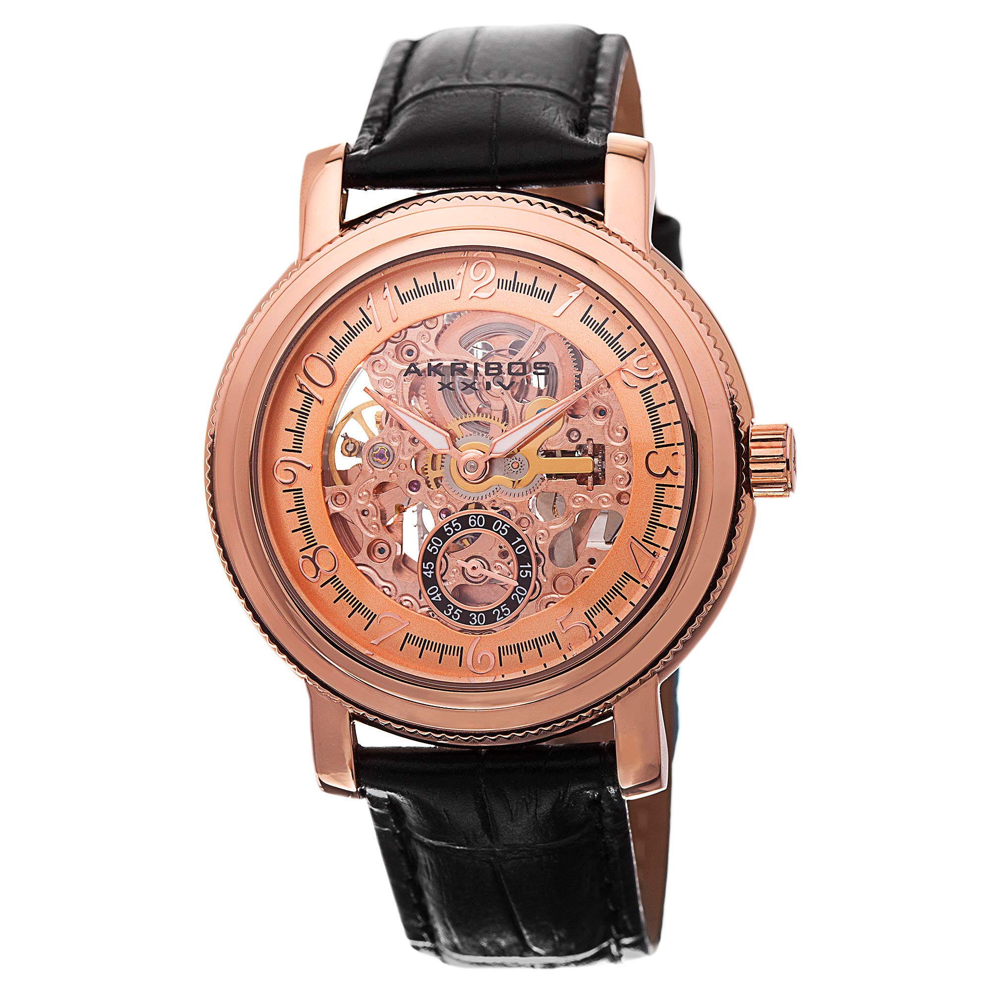 Akribos Xxiv Mens Retro Automatic Skeleton Watch See Through Dial ...