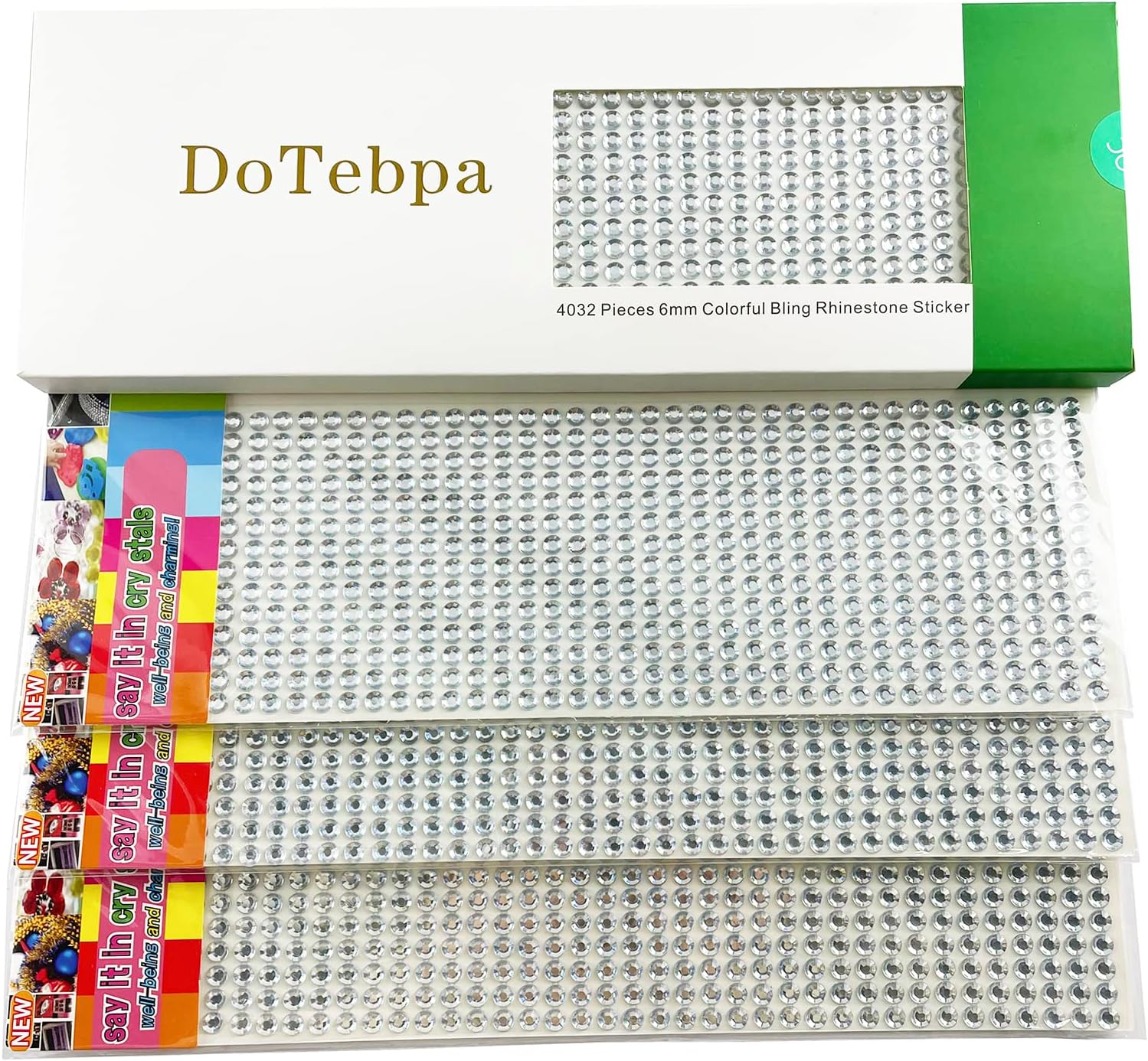 Amazon.com: DoTebpa 4032 Pieces 6 mm Bling Rhinestone Sticker Sheet Gem ...