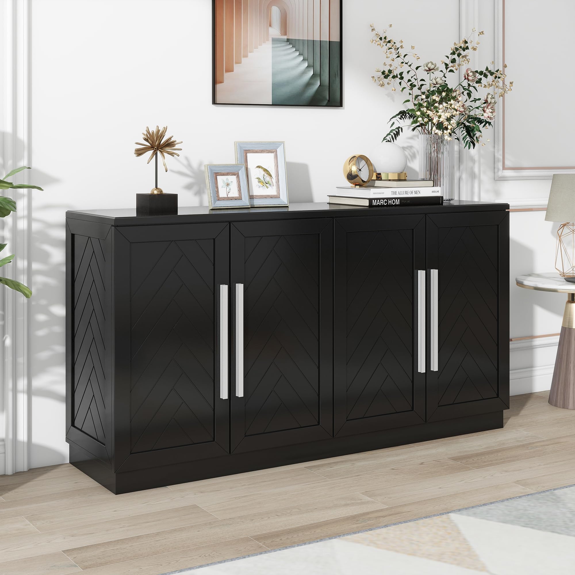 Amazon.com - Harper & Bright Designs 4-Door 60" L Sideboard Buffet ...