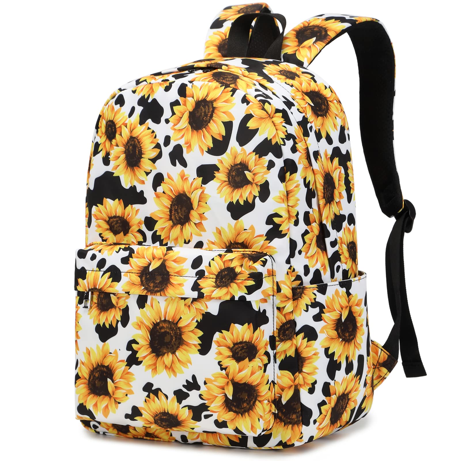 Amazon.com: Mimfutu Sunflower Cow Print School Backpack for Teens Girls ...
