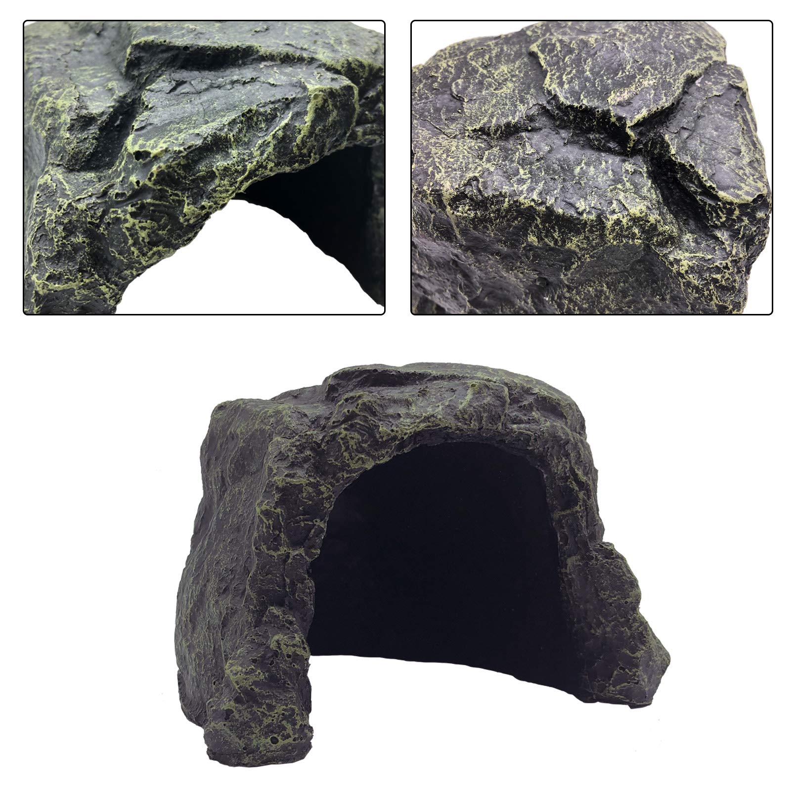 PINVNBY Large Reptile Hideout Cave,Resin Rock Hides Habitat Decor ...