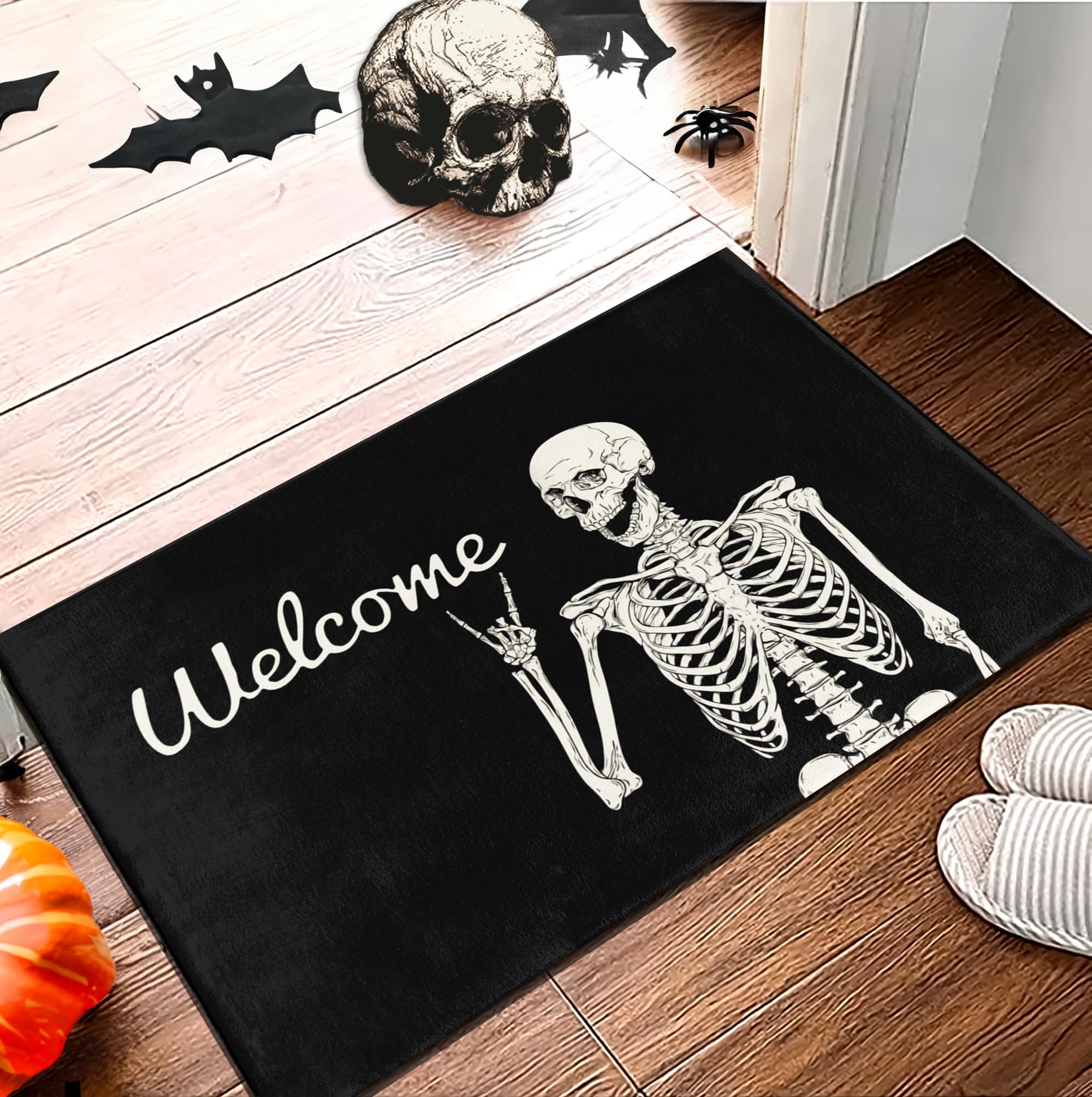 Amazon.com: PAAORO Skull Doormat Funny Halloween Skull Welcome Door Mat ...