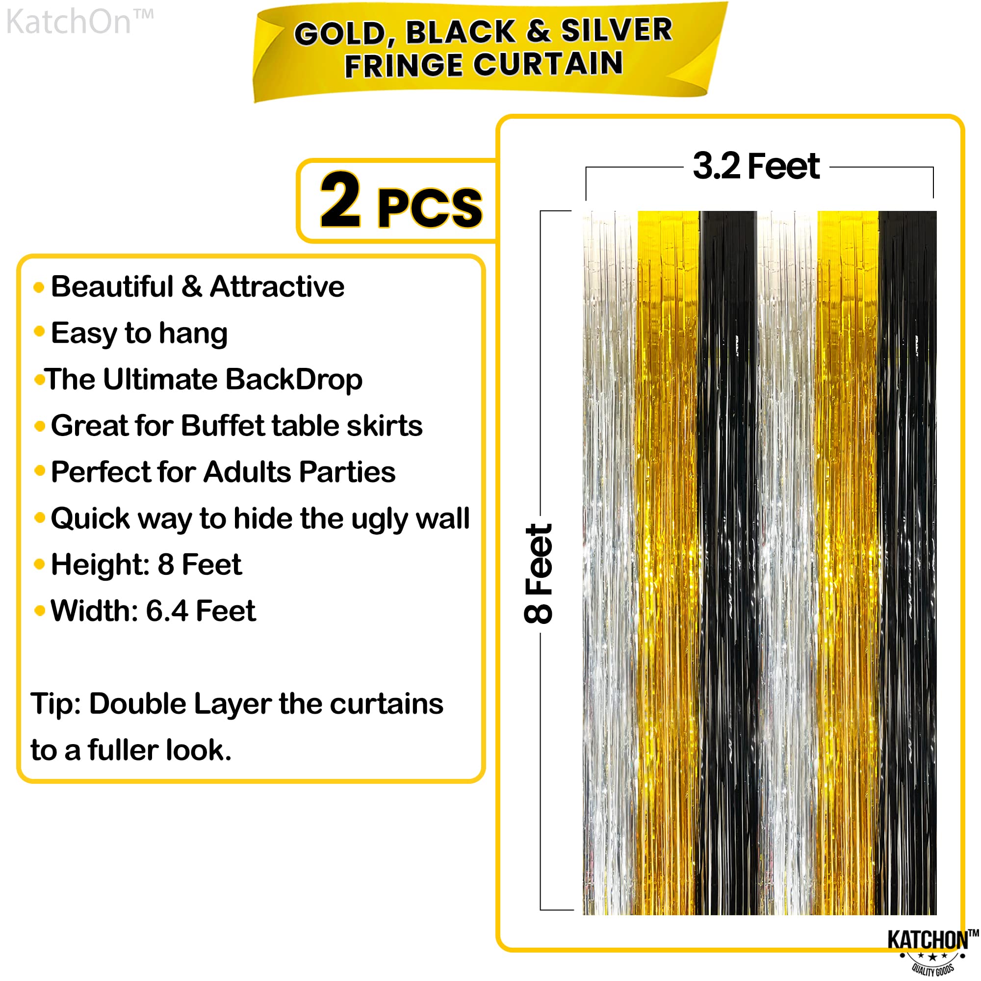 Snapklik.com : XtraLarge Silver Black And Gold Backdrop - 8x3.2 Feet ...