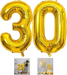 Amazon.com: 30 Number Balloon Gold 40 inch Big Foil Mylar 30th Balloons ...
