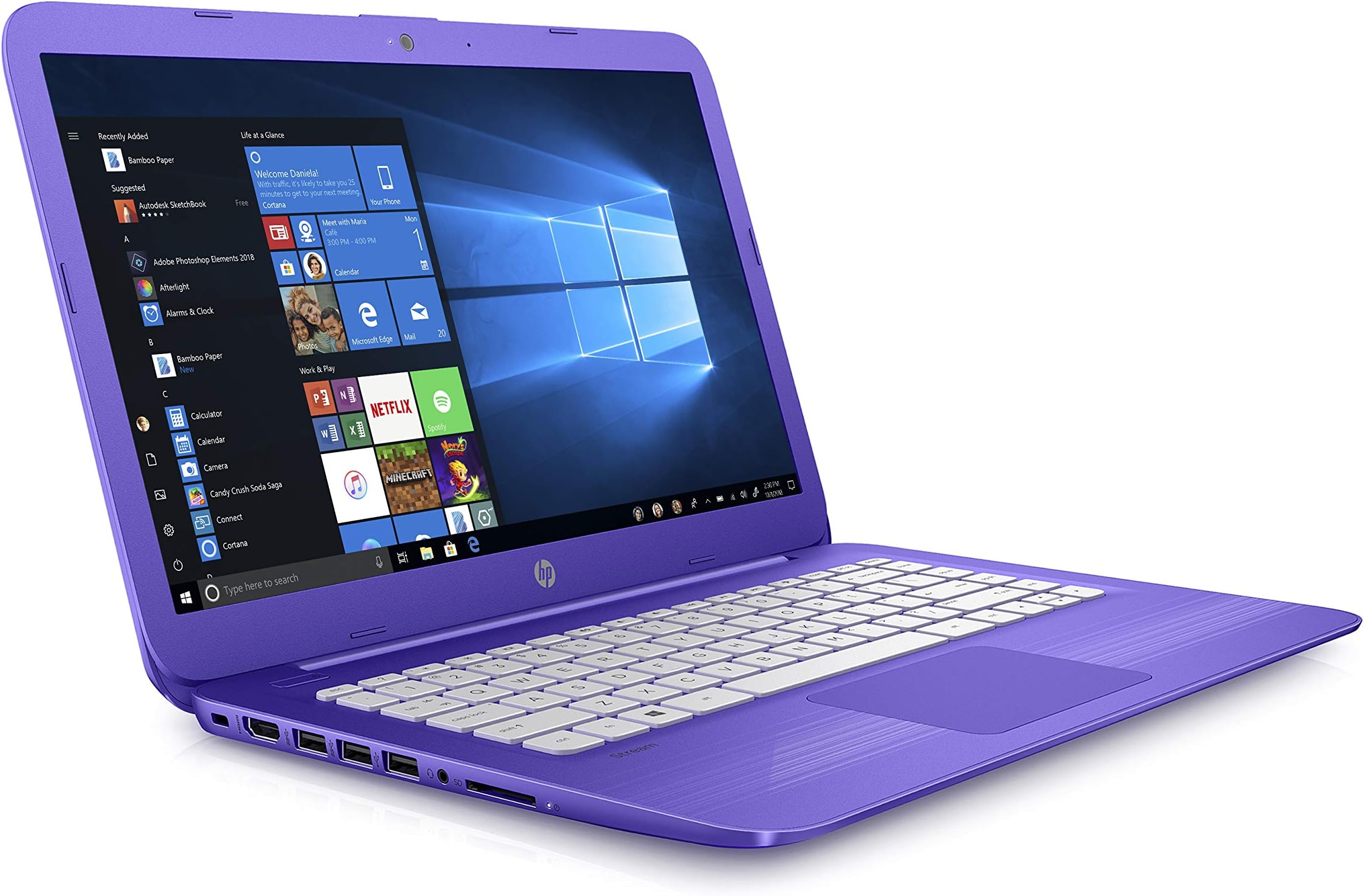 HP Stream 14-cb008na 14 Inch Laptop, (Violet Purple) (Intel Celeron ...