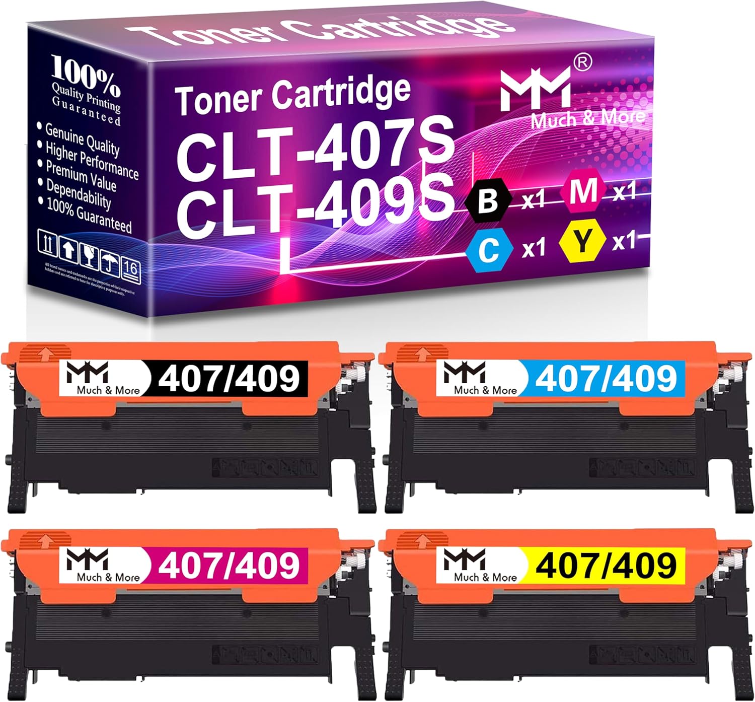 Amazon.com: MM MUCH & MORE Compatible 407S 409S Toner Cartridge Replacement for Samsung CLP-325 ...