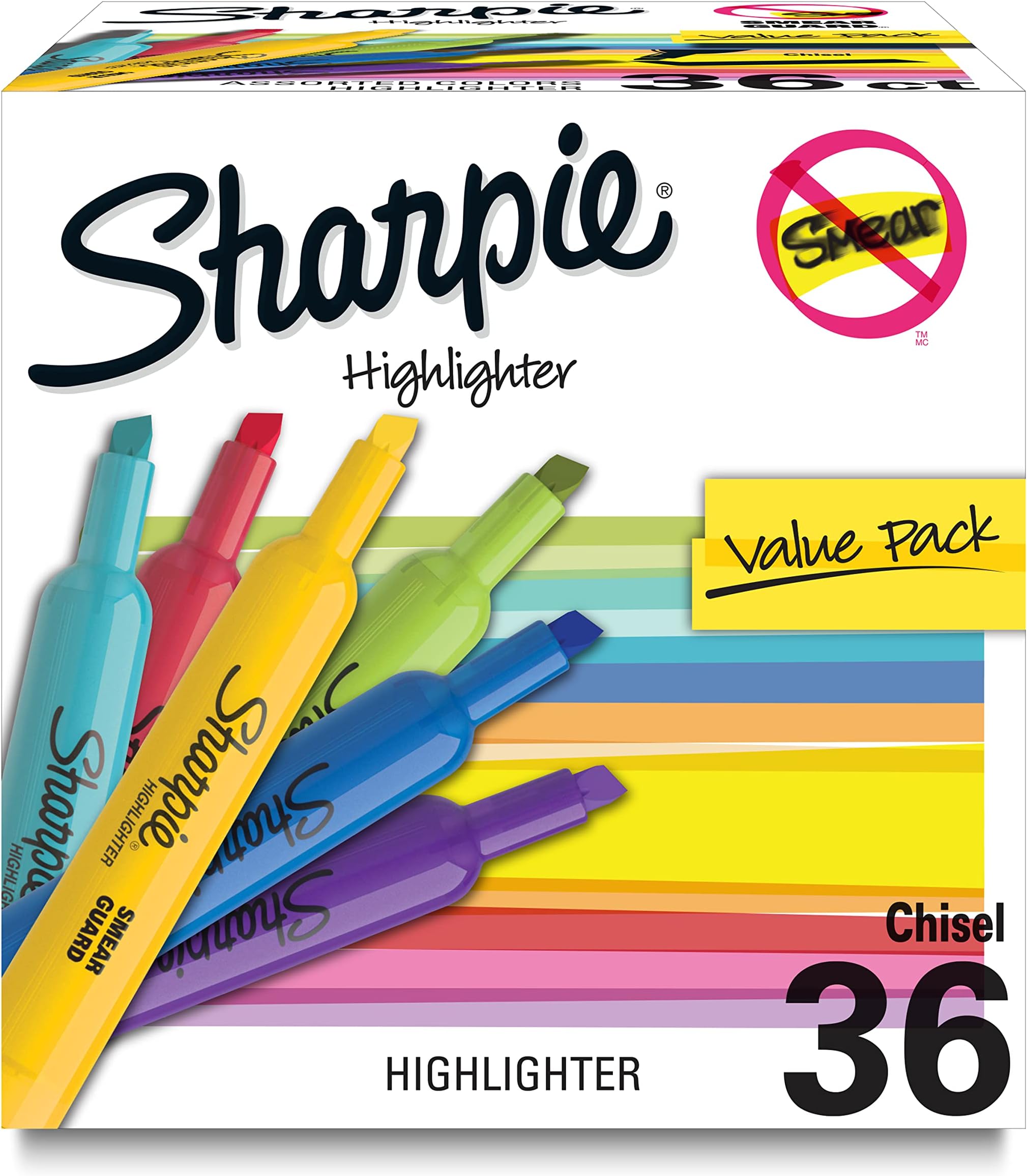 Amazon.com : SHARPIE Tank Highlighters, Chisel Tip, Assorted Color ...