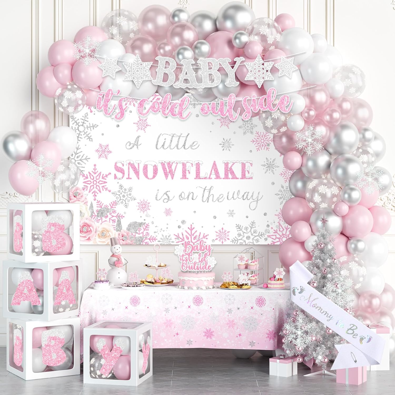 Amazon.com: Fiesec Baby Its Cold Outside Baby Shower Decorations Pink ...