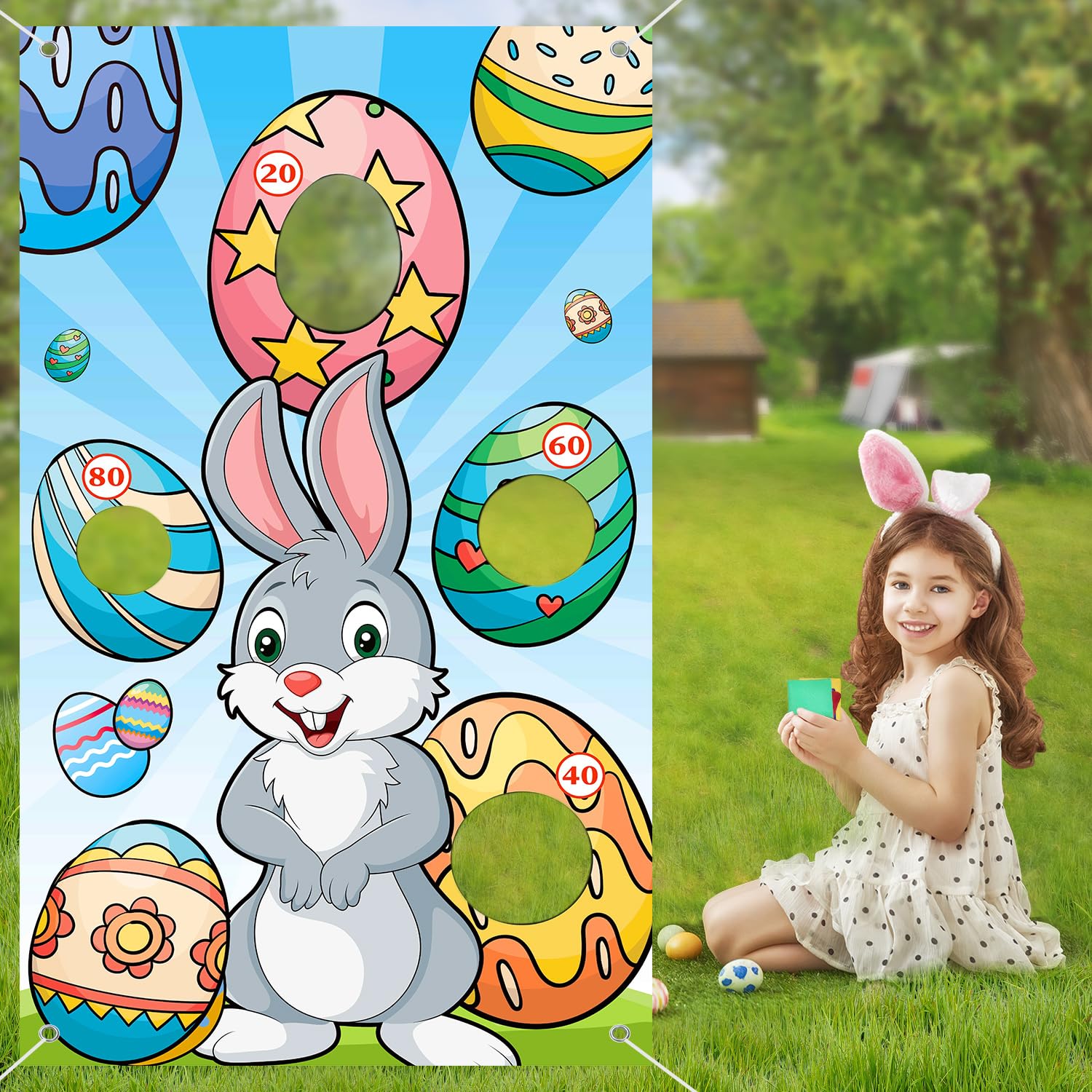 Amazon.com: Easter Games,Easter Bean Bag Toss Game with 4 Bean Bags ...