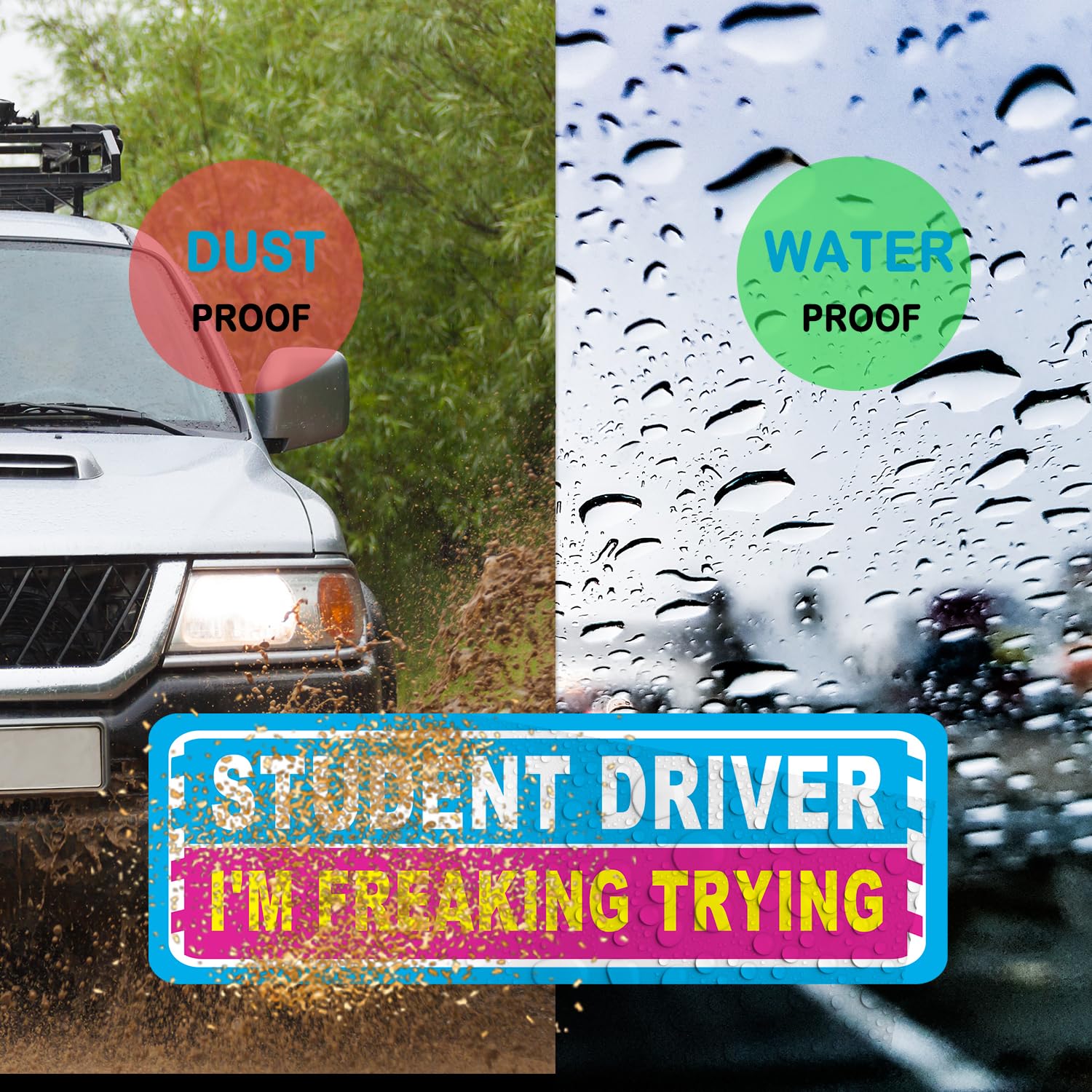 Student Driver Bumper Stickers 3pc Rose Red Magnetic Car Stickers ...