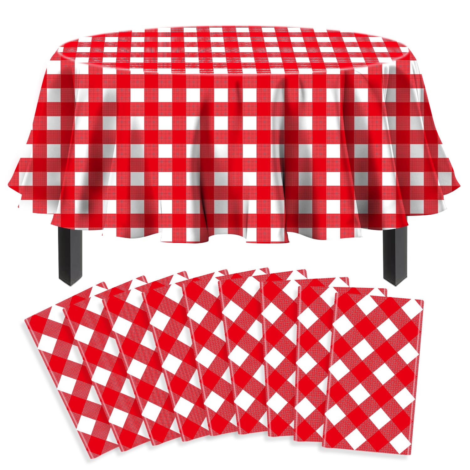 Amazon.com: TJYJOY 9 Pack Red Round Tablecloth Red and White Circular ...