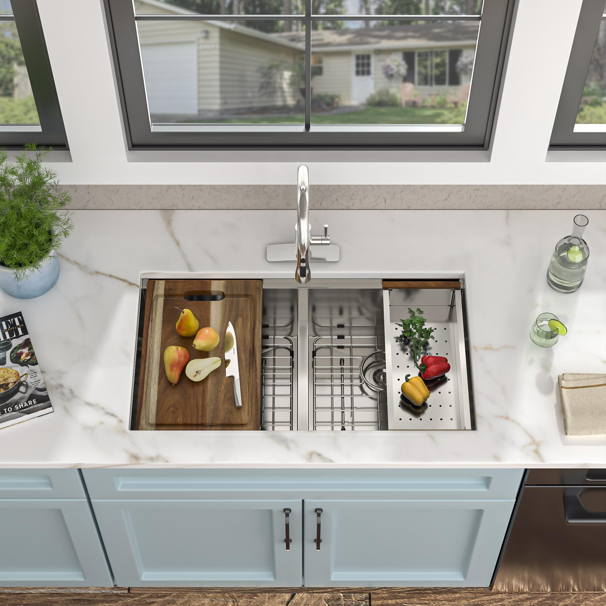 Snapklik.com : 33 Undermount Kitchen Sink Double Bowl - 33x19 Inch ...