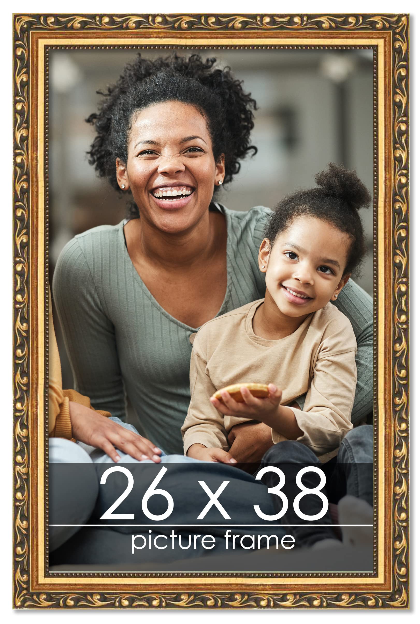 Amazon.com - 26x38 Gold Antique Wood Picture Frame | UV Acrylic, Foam ...
