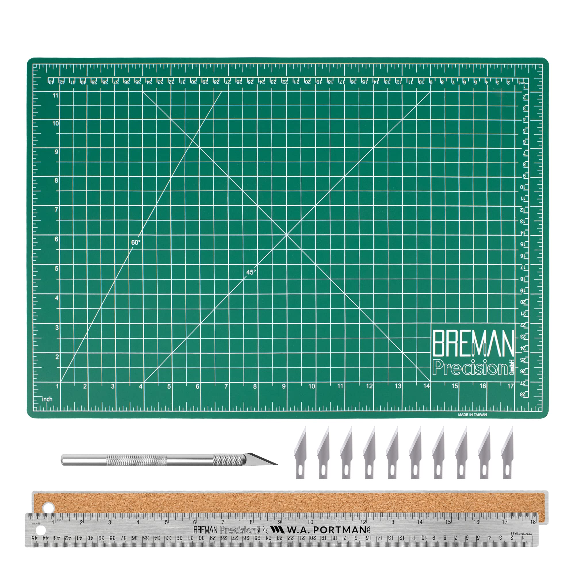 Amazon.com: WA Portman Craft Cutting Mat Metal Ruler & Craft Knife Set ...