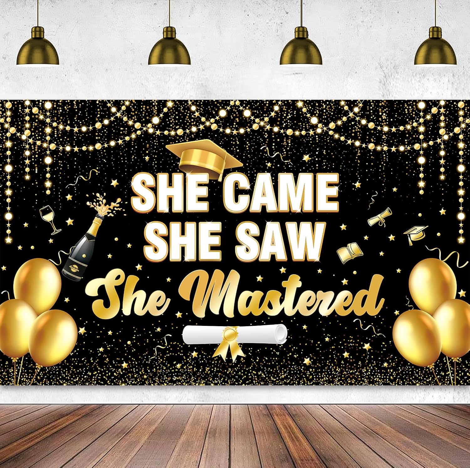 Amazon.com : Masters Graduation Decorations Backdrop, Large 71" X 43 ...