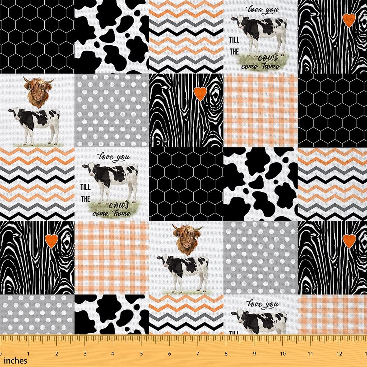 Amazon.com: Erosebridal Cute Cow Print Fabric by The Yard Kawaii ...