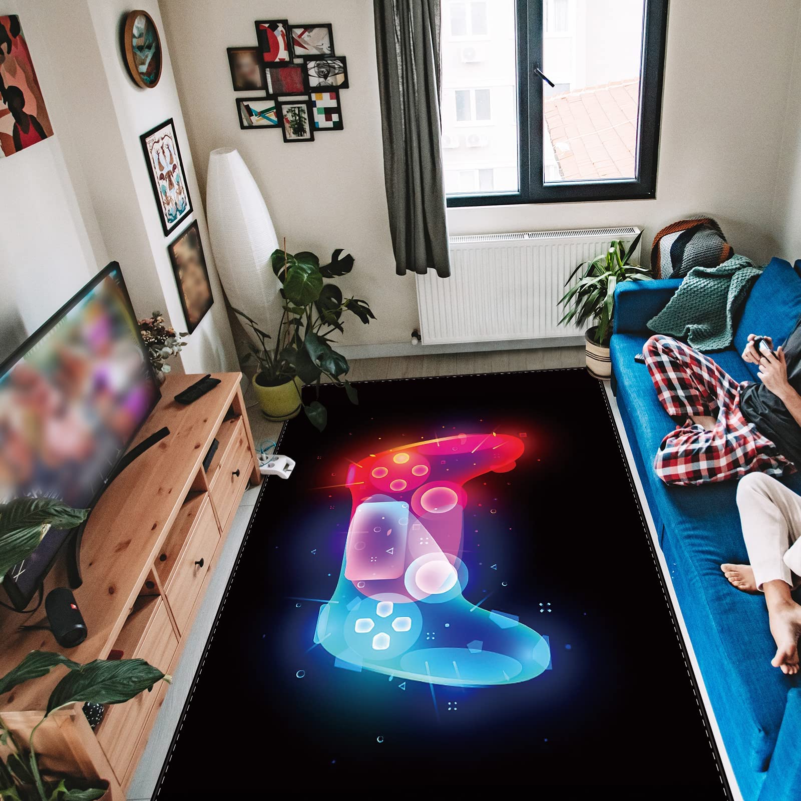 Gamer Area Rug, 59x78in Large 3D Controller Gaming Rug for Boys Room ...