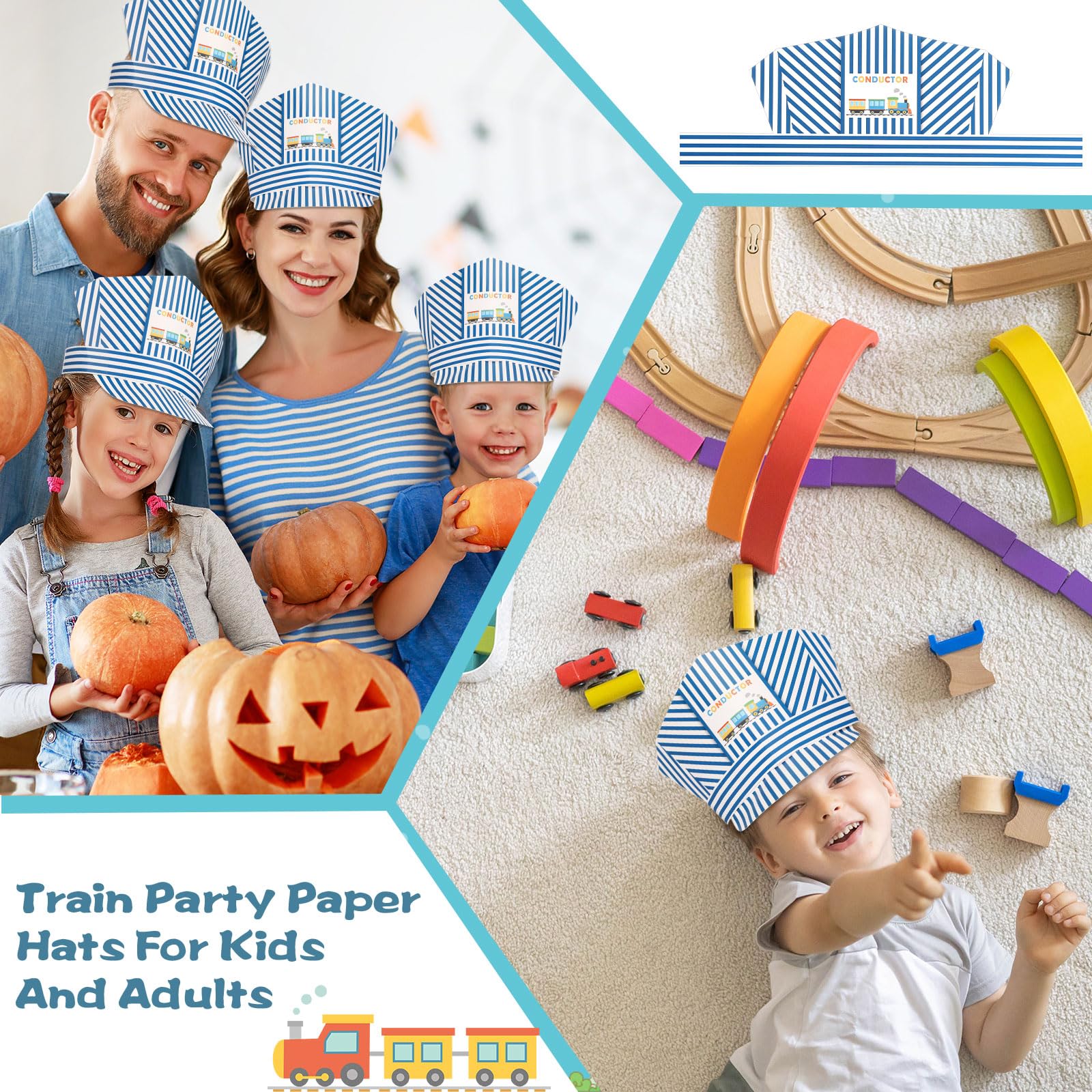 Snapklik.com : Bonuci 20 Pieces Paper Train Party Hats Train Engineer ...