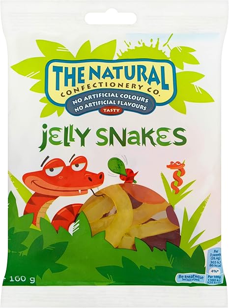 The Natural Confectionery Co. Jelly Snakes Sweets Bag, 160 g : Amazon ...