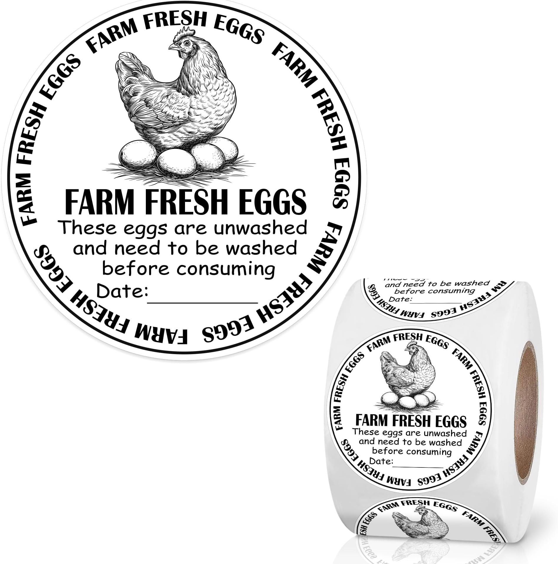 Amazon.com : 100 Custom Carton Labels for Chicken, Egg Cartons Stickers ...