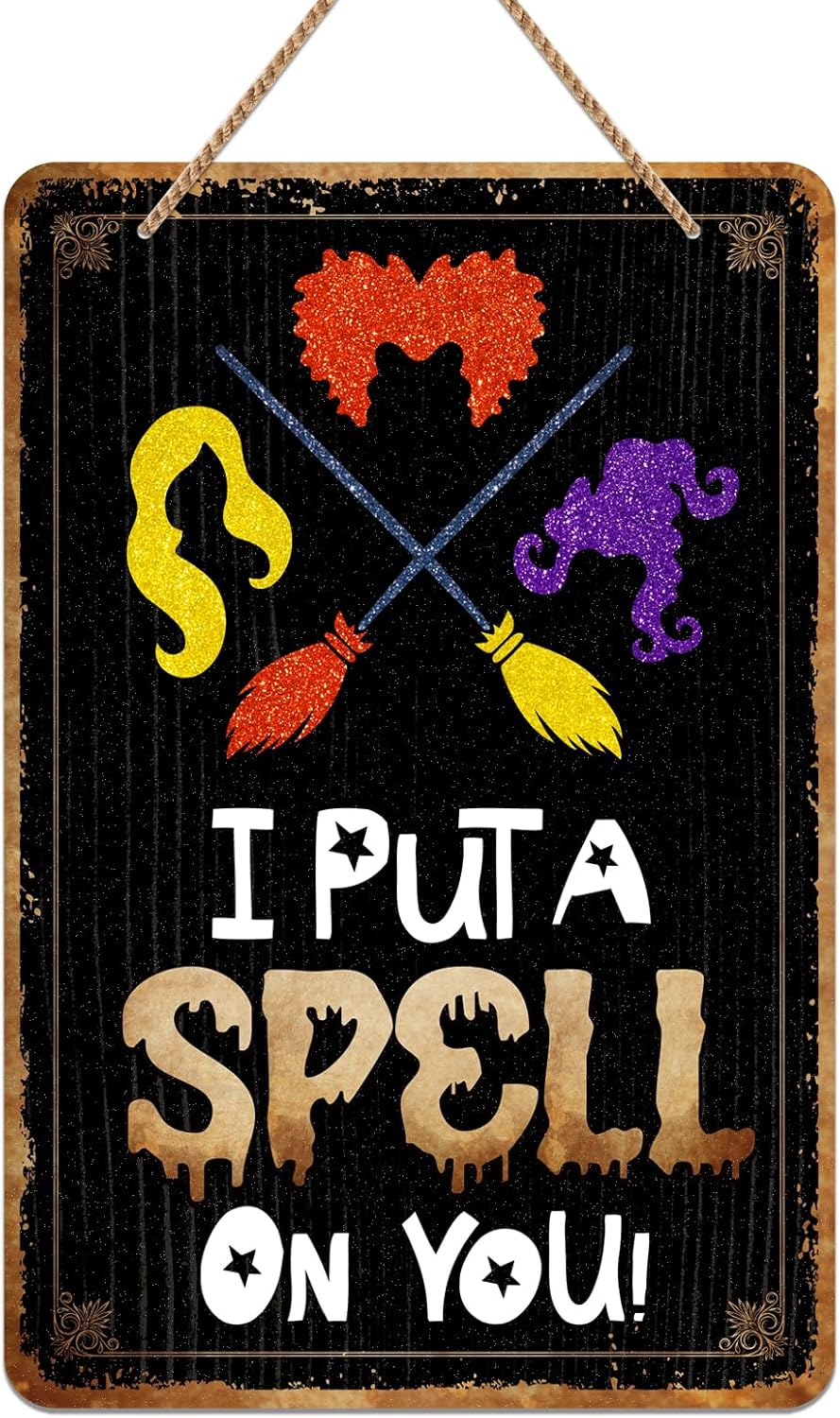 Amazon.com: WaaHome Hocus Pocus Halloween Sign Wreath for Front Door ...