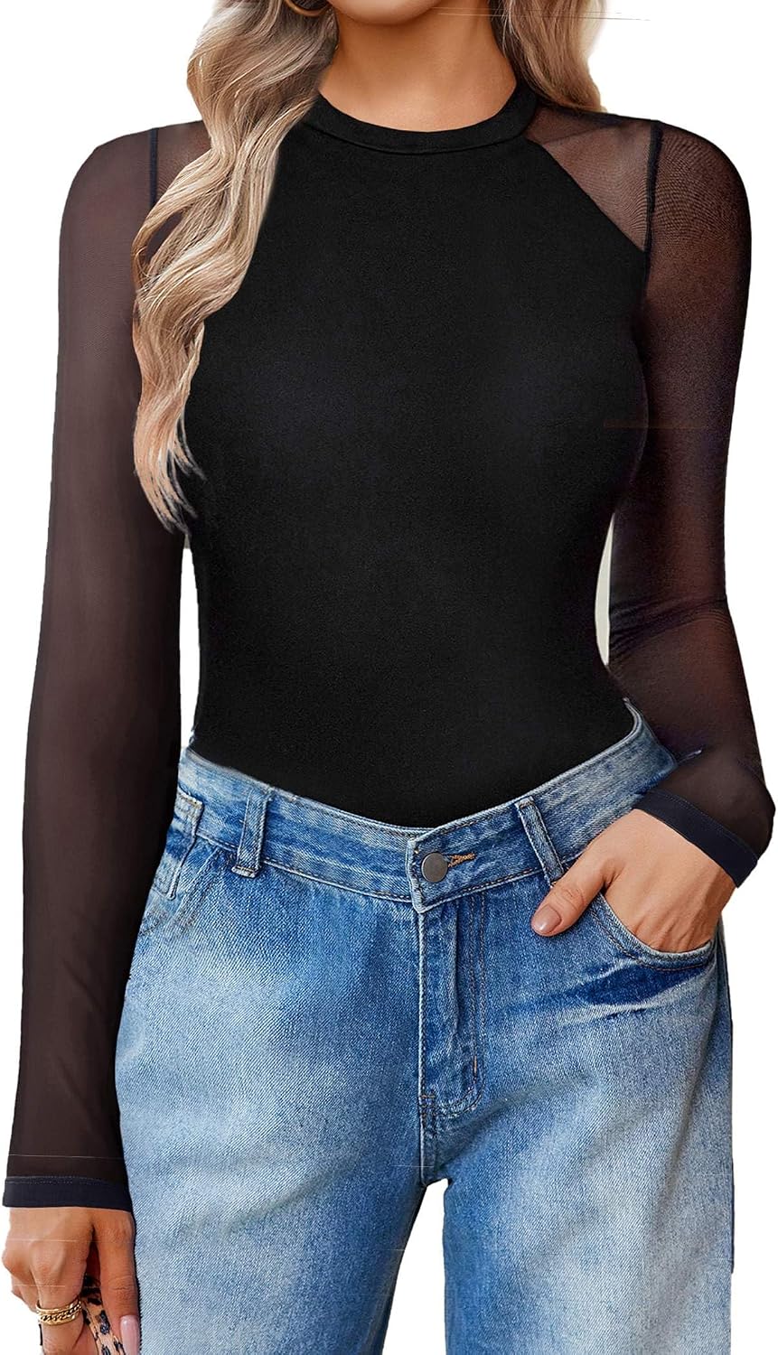 Amazon.com: Avidlove Long Sleeve Bodysuit Top for Women Turtleneck ...