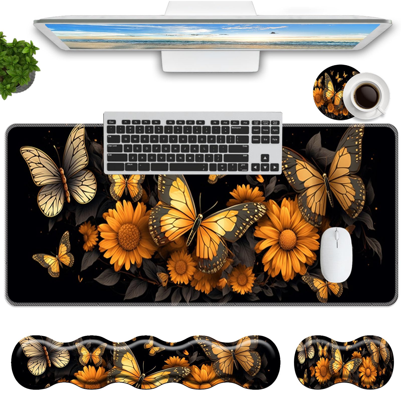 Amazon.com: RUUHLJLET Keyboard Mouse Pad Set,Large Mouse Pad+Keyboard ...