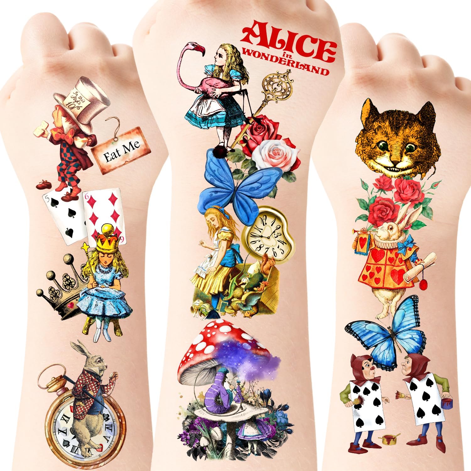 Amazon.com : Alice in Wonderland Temporary Tattoos, 96pcs Alice in ...