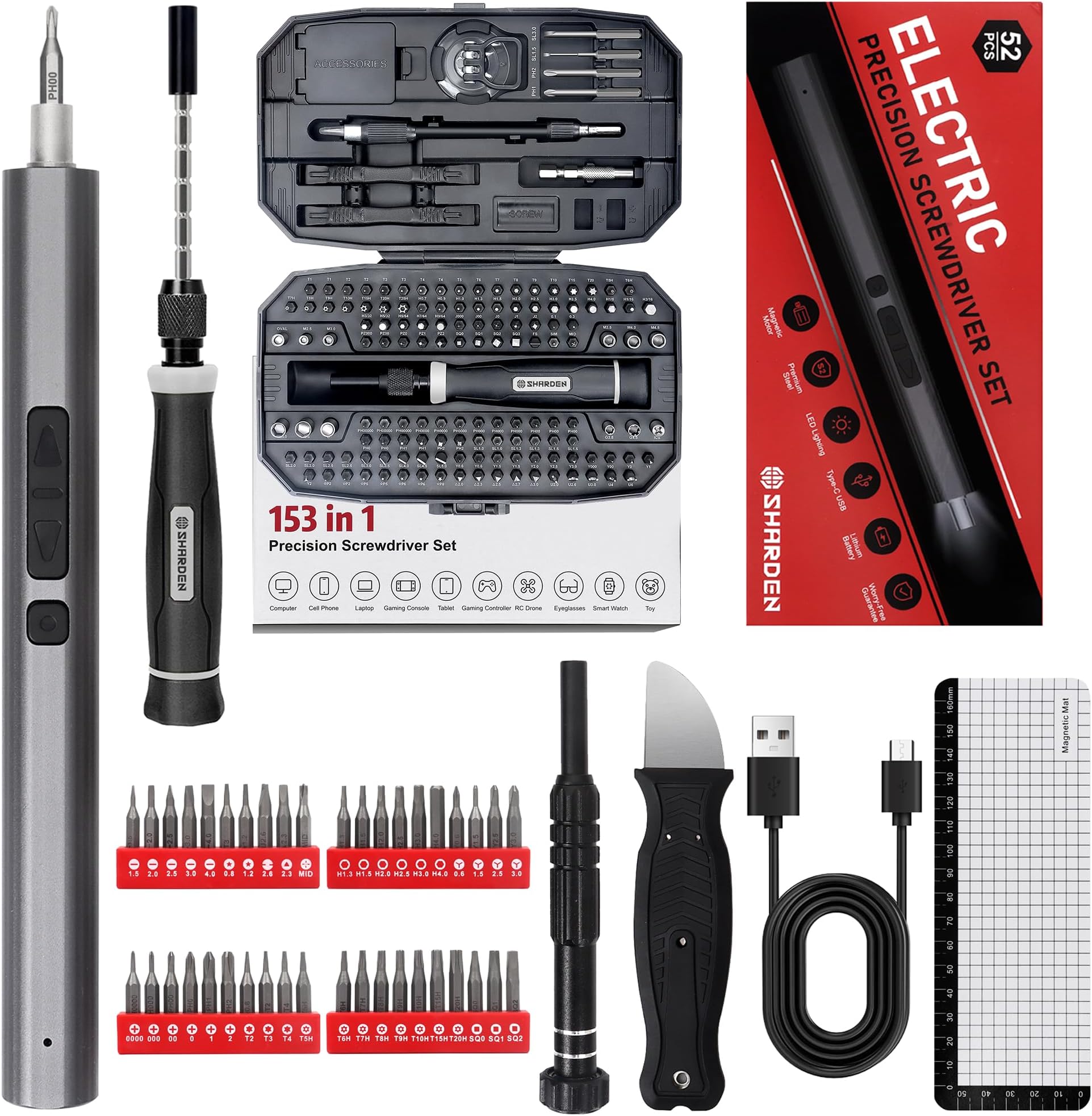Amazon.com: SHARDEN 153 in 1 Precision Screwdriver Set with 52 in 1 ...