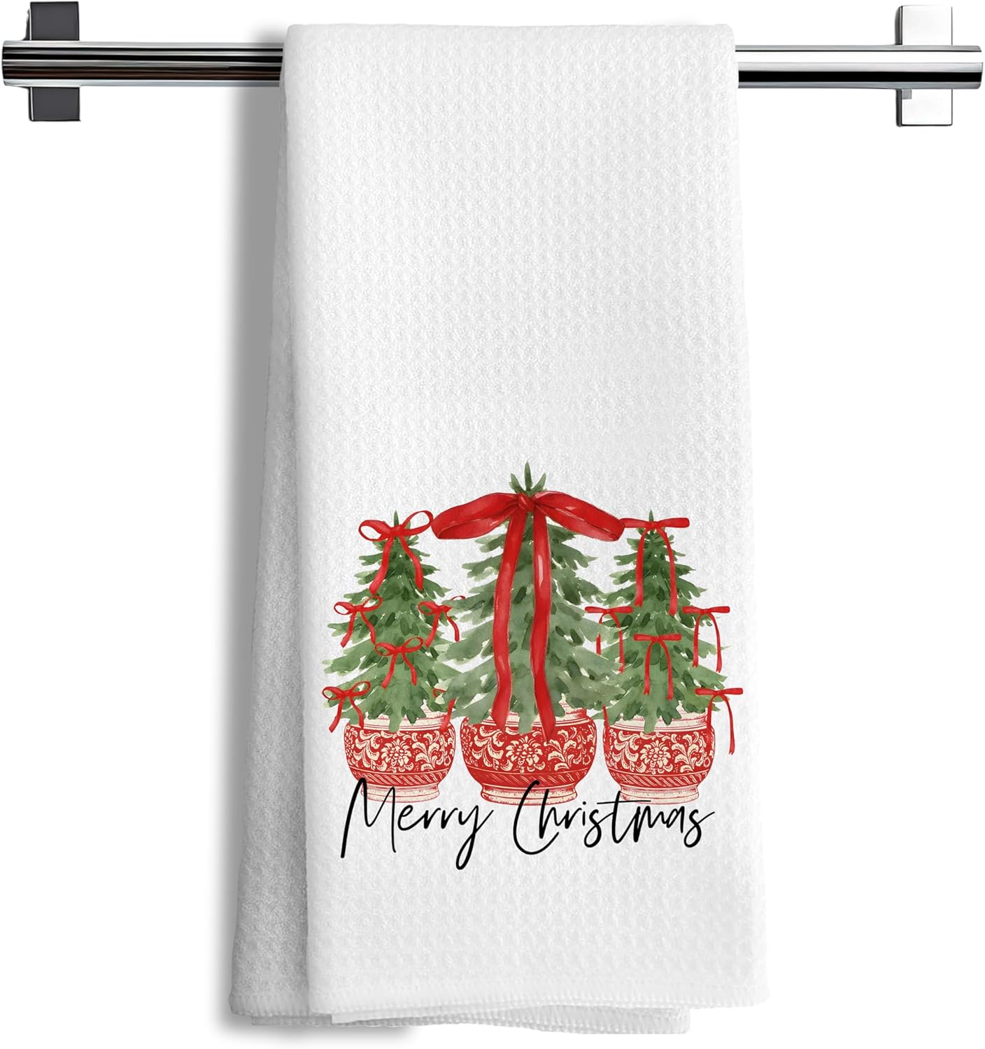 Amazon.com: Nipil Red Chinoiserie Christmas Tree Kitchen Towels ...