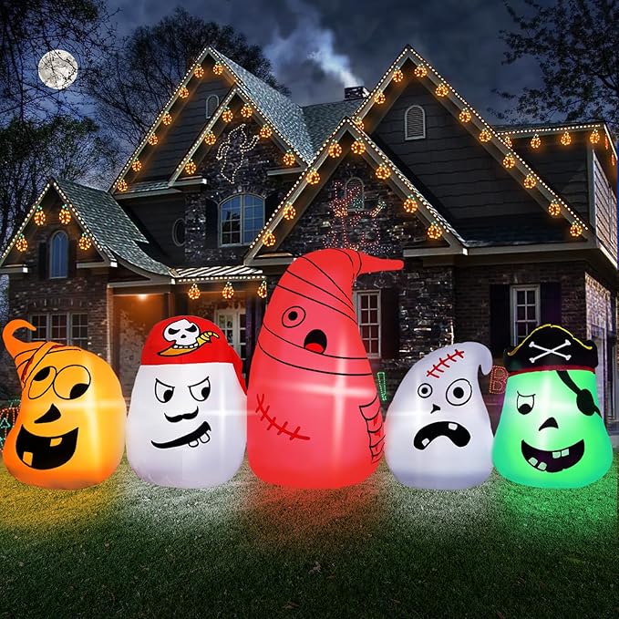 Amazon.com: B&D 8FT Long Halloween Inflatables Ghost Outdoor ...