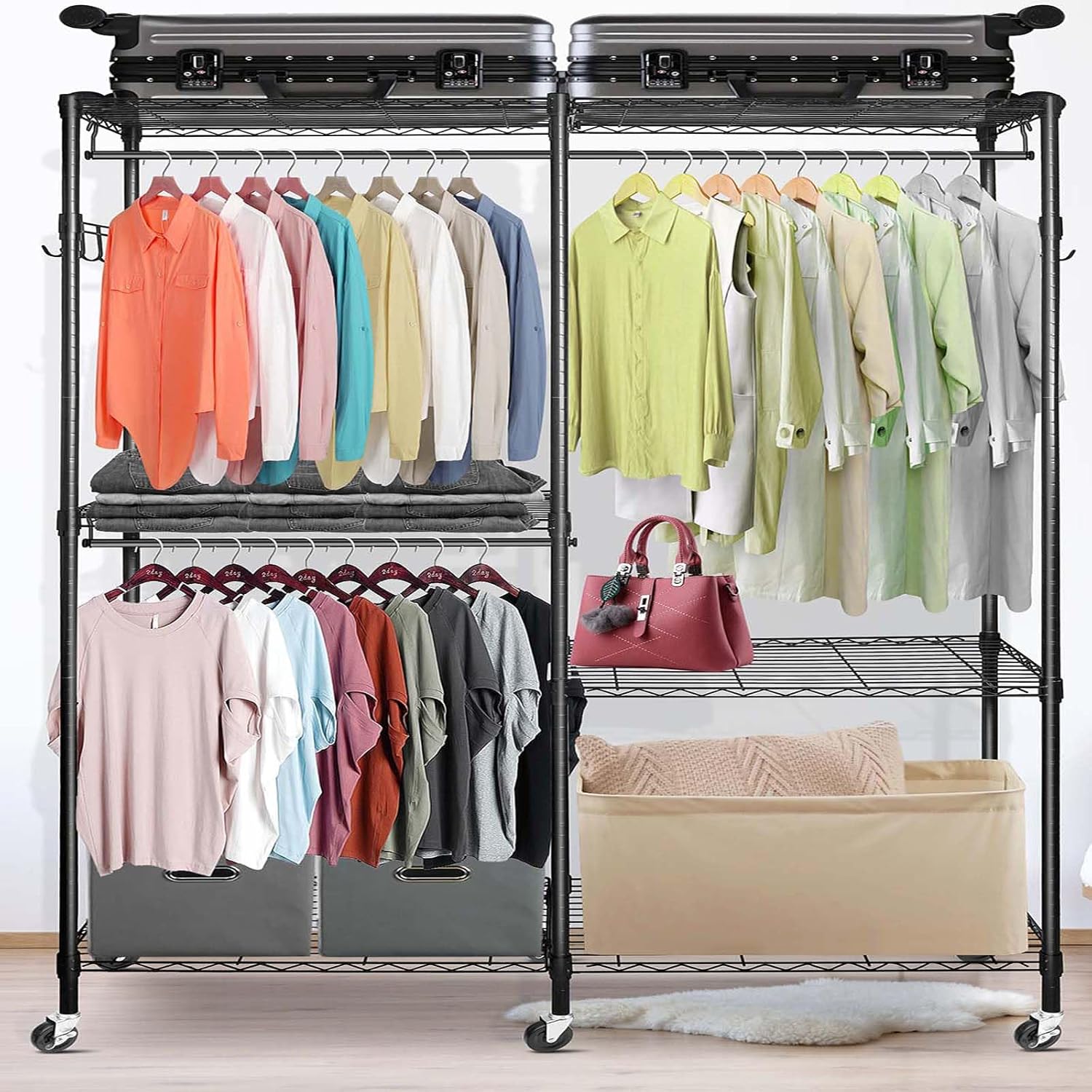 Perchero resistente, perchero con ruedas, perchero de metal ...