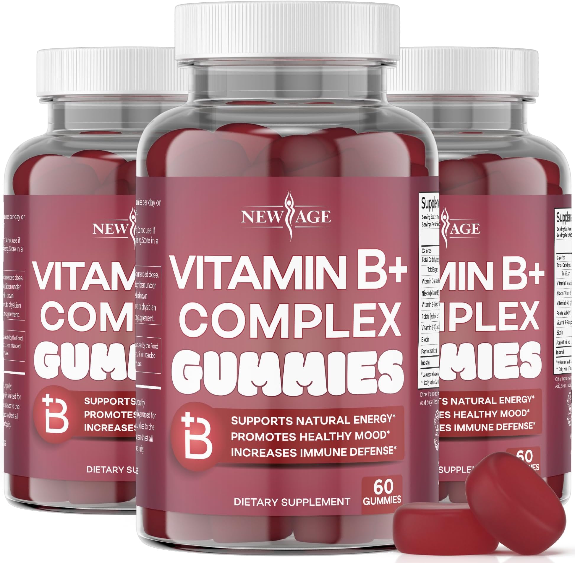 Amazon.com: NEW AGE Vitamin B Complex Gummies with Vitamin B3, B5, B6 ...